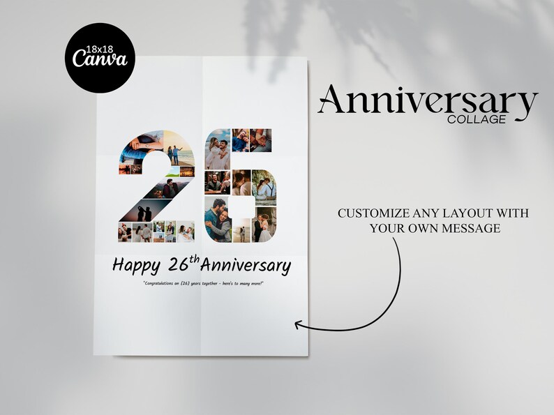 26th Anniversary Photo Collage | Canva Template (digital Download) - Etsy