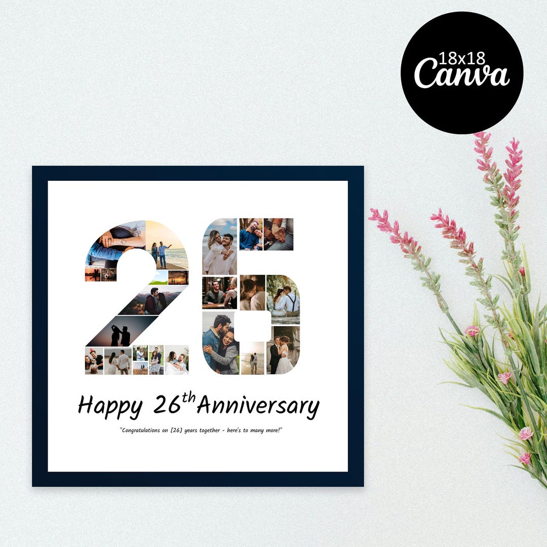 26th Anniversary Photo Collage | Canva Template (digital Download) - Etsy