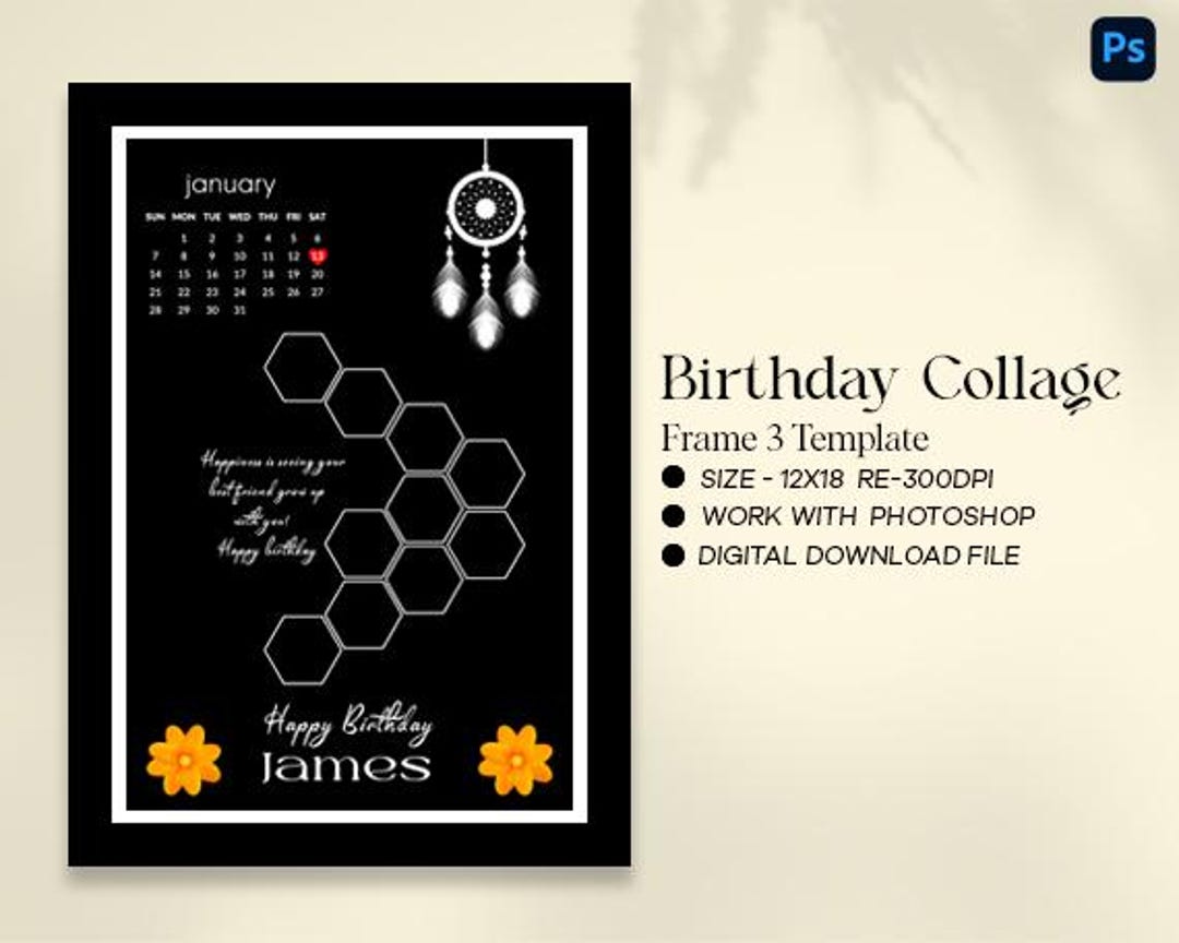 Birthday Photo Collage Template,first Birthday Milestone Sign, Editable ...