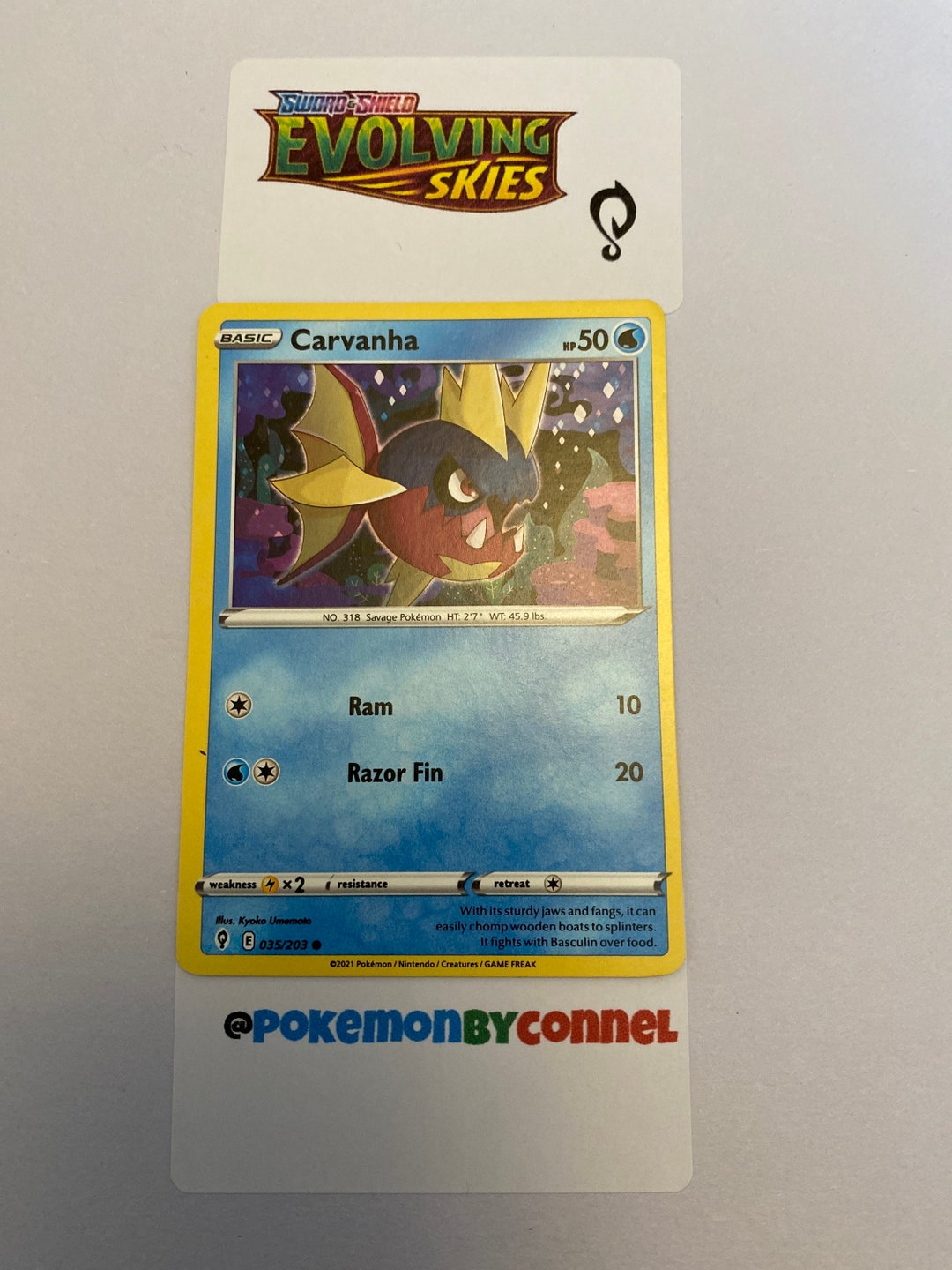 Pokemon Card Evolving Skies Carvanha No: 35 - Etsy