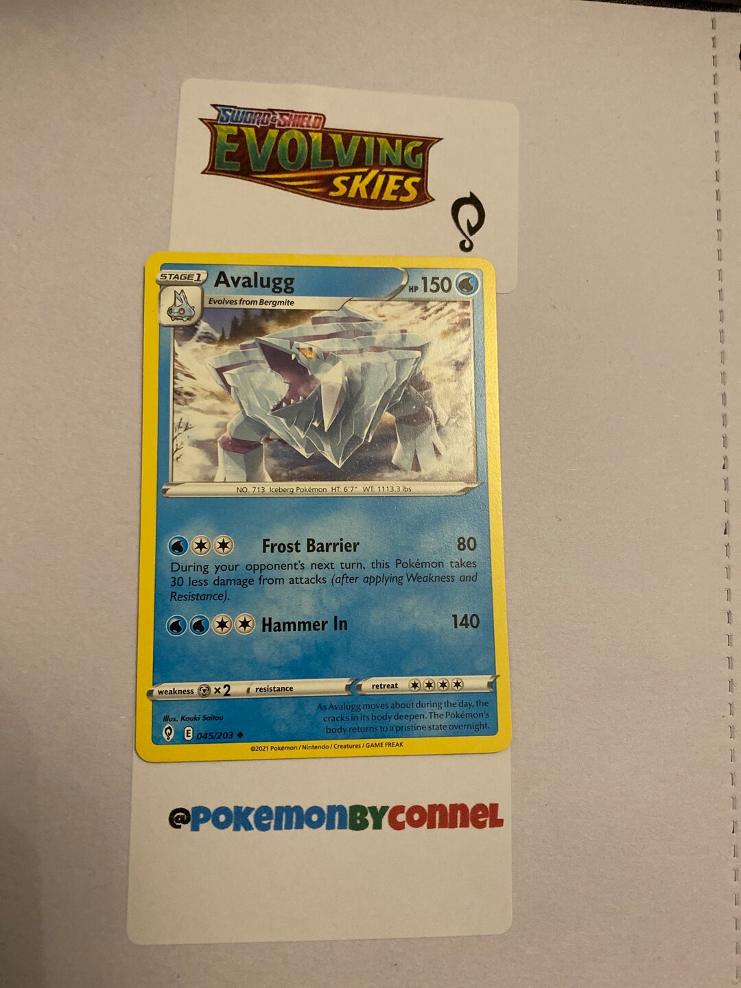 Pokemon Card Evolving Skies Avalugg No:45 - Etsy