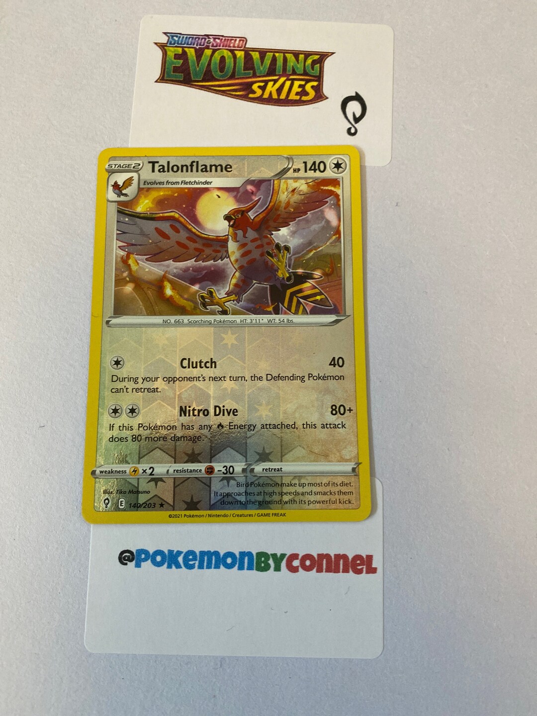 Pokemon Card Evolving Skies Talonflame rare No:140 shiny - Etsy