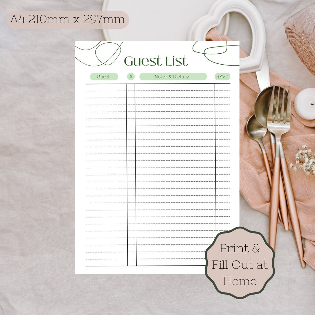 Printable Guest List and Event Plannerparties, Birthdays ...