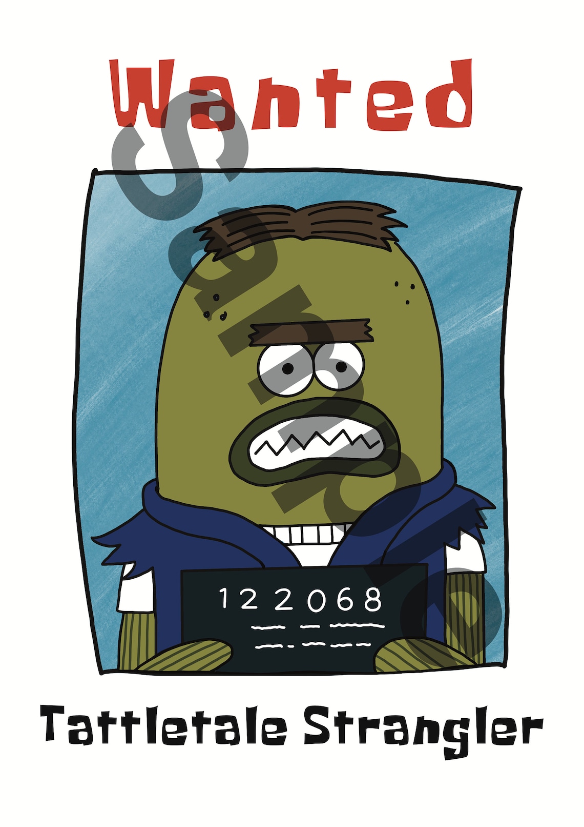 Spongebob Tattletale Strangler Wanted Poster Digital Download Decor ...