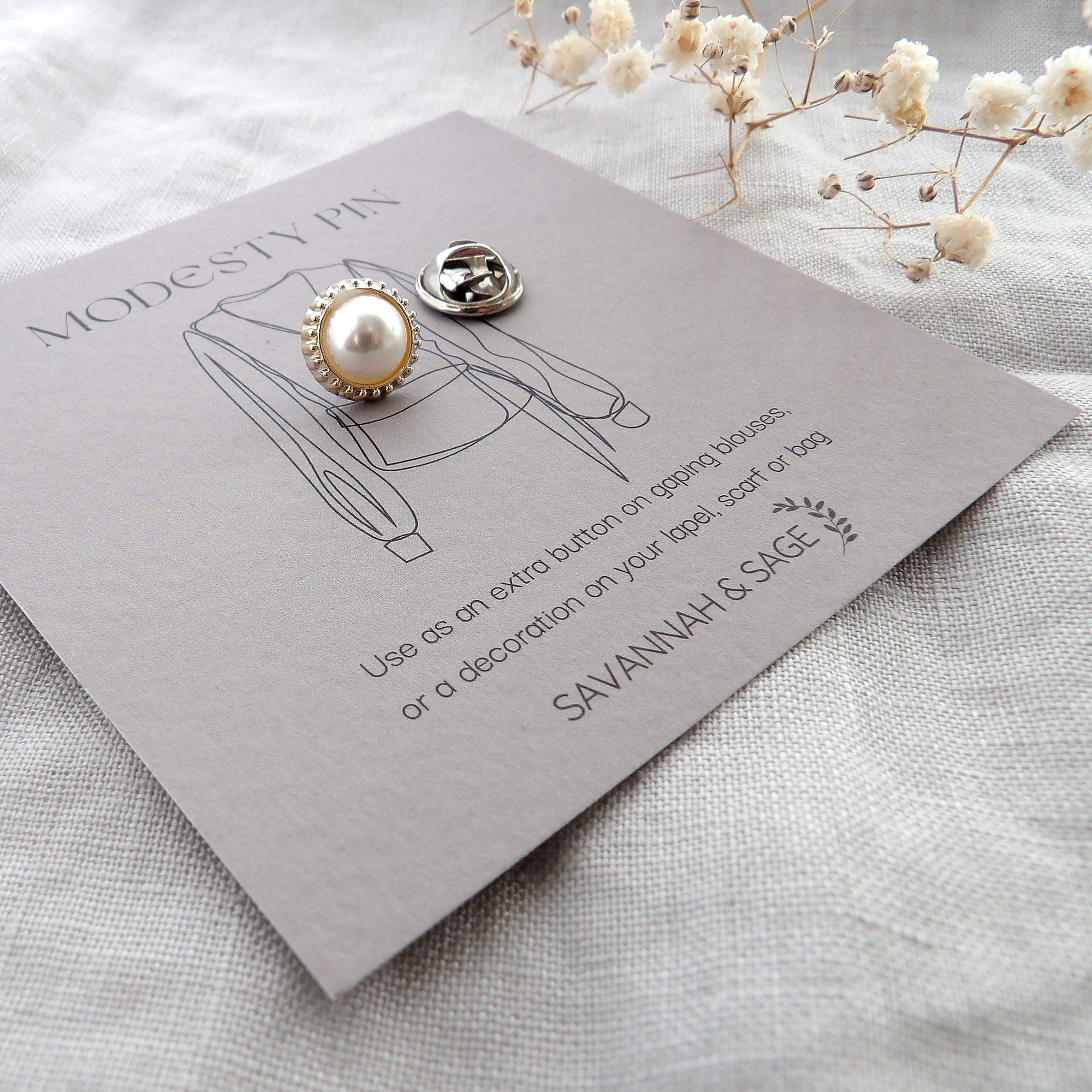 Faux Pearl Modesty Pin Gold Pearl Modesty Pin Cleavage Pin - Etsy