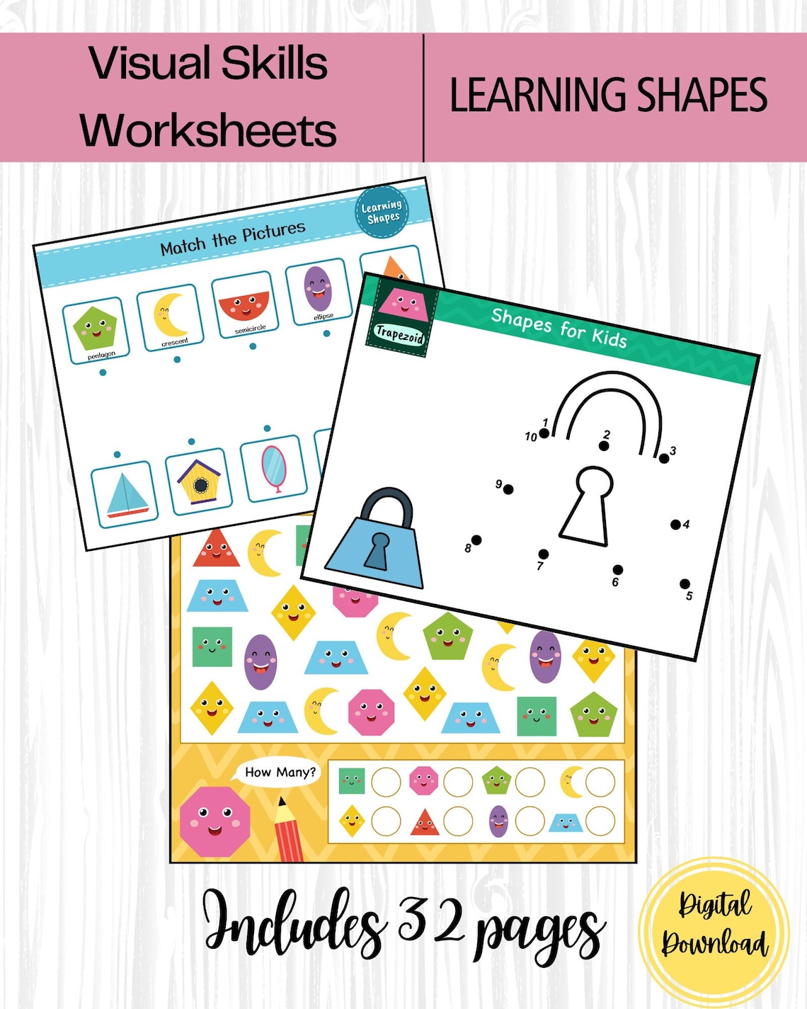 Visual Skills Worksheets Learning Shapes Instant Download - Etsy
