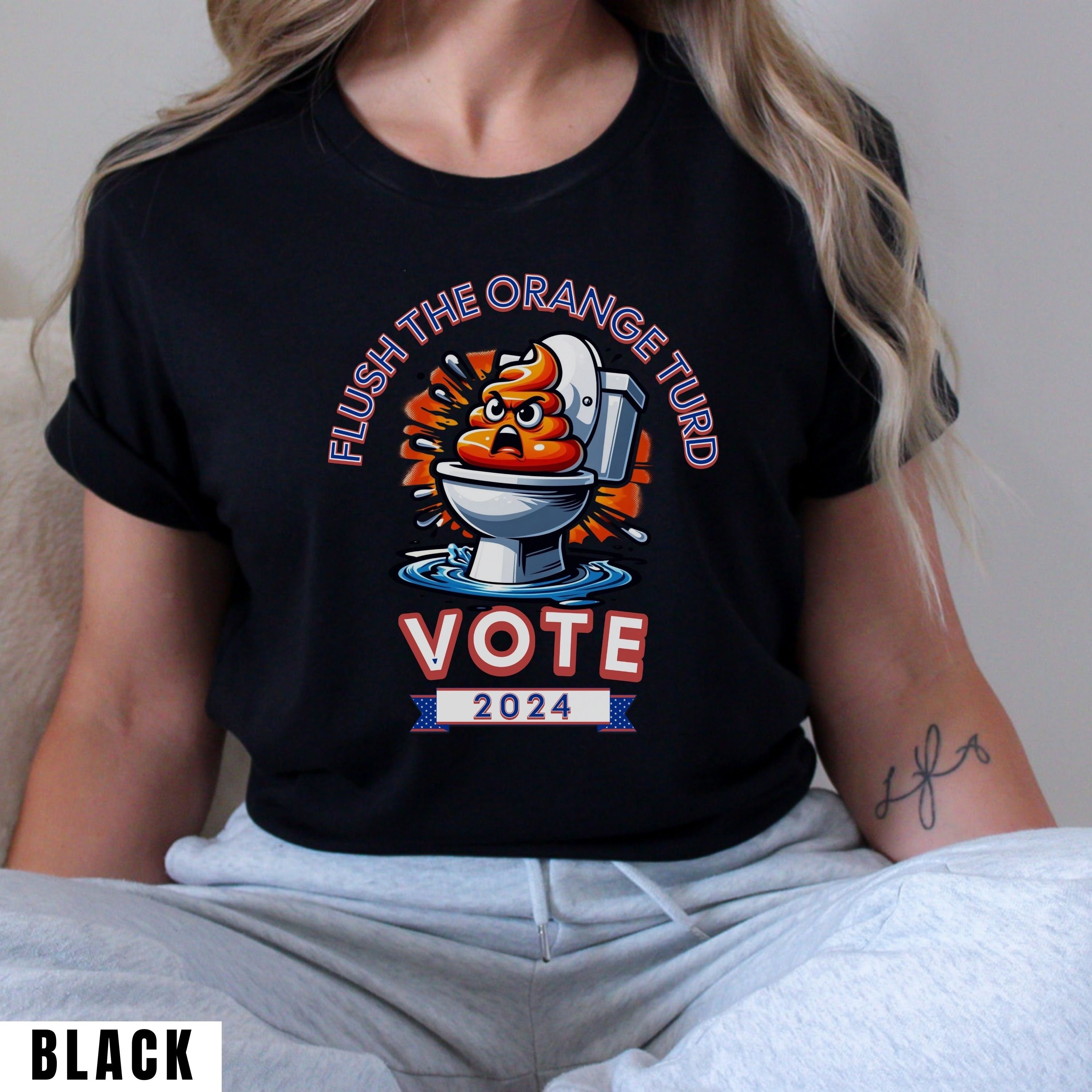 Flush the Orange Turd Funny Election Shirt, Vote 2024 Tshirt, Voter ...