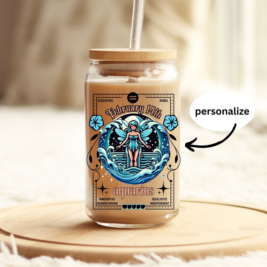 Personalized Aquarius Gift, Custom Aquarius Tarot Card Glass Tumbler ...