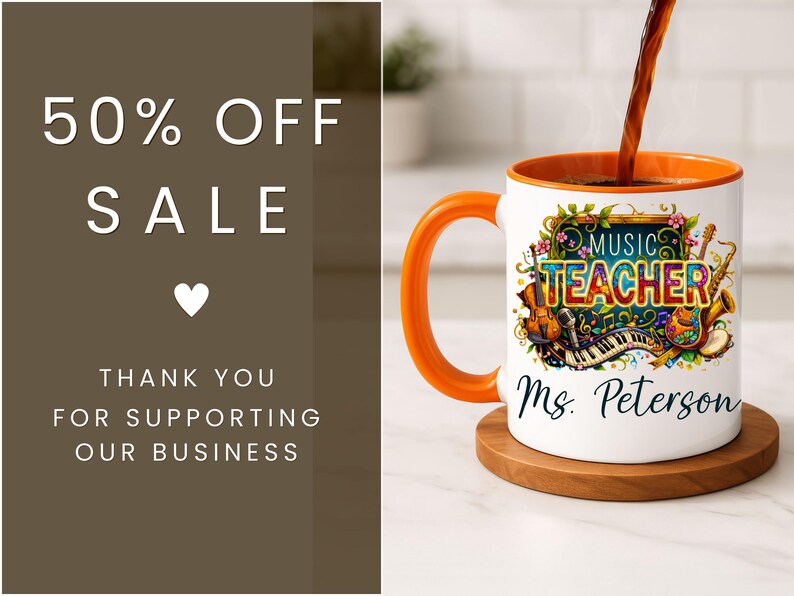 Music Teacher Coffee Mug Personalized Gift for Teacher Appreciation Cup ...