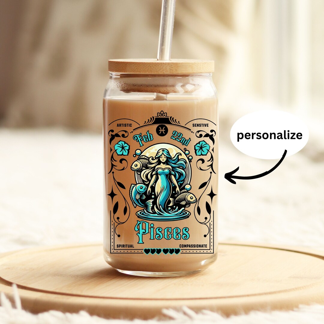 Personalized Pisces Gift, Custom Pisces Tarot Card Glass Tumbler ...