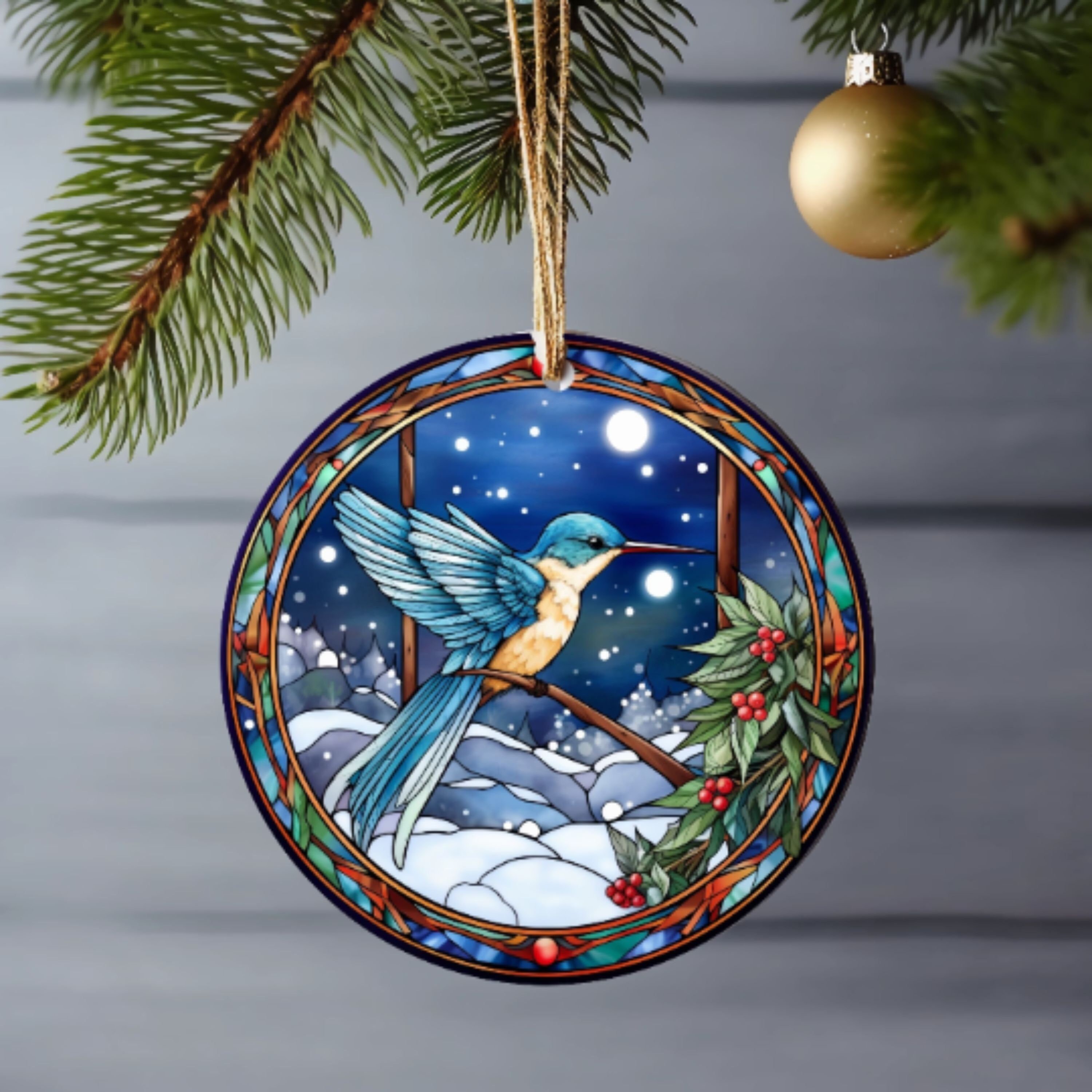Hummingbird Ornament, Stained Glass Hummingbird Ornament Christmas ...