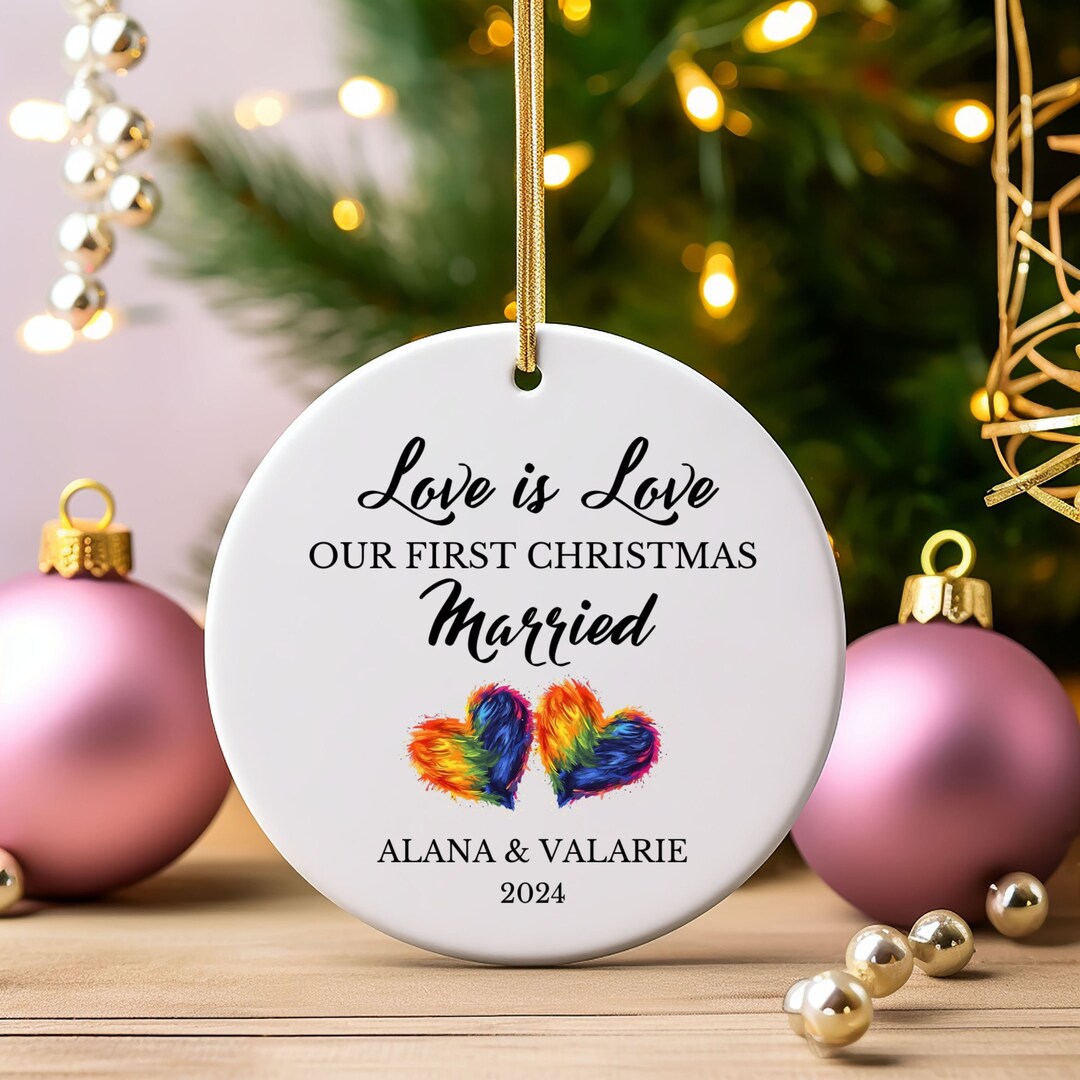 Personalized Lesbian Wedding Gift, Gay Married Couple Ornament, Custom ...