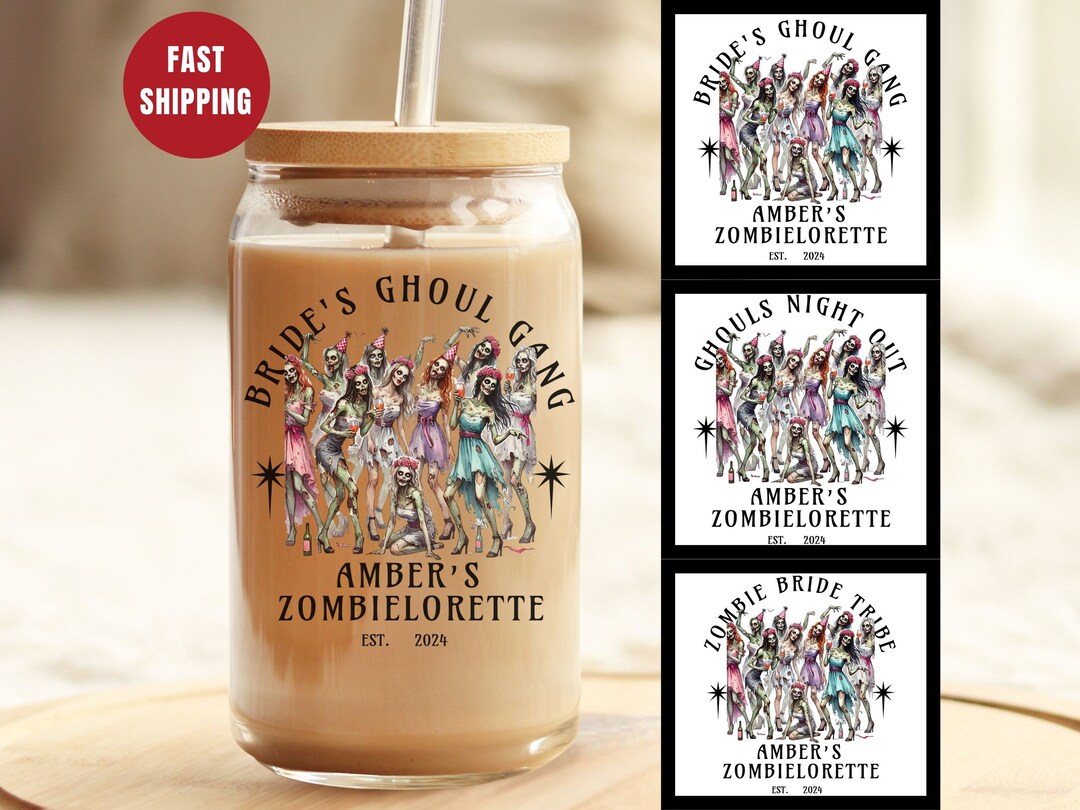 Zombie Bachelorette Party Glass Tumblers, Personalized Halloween ...
