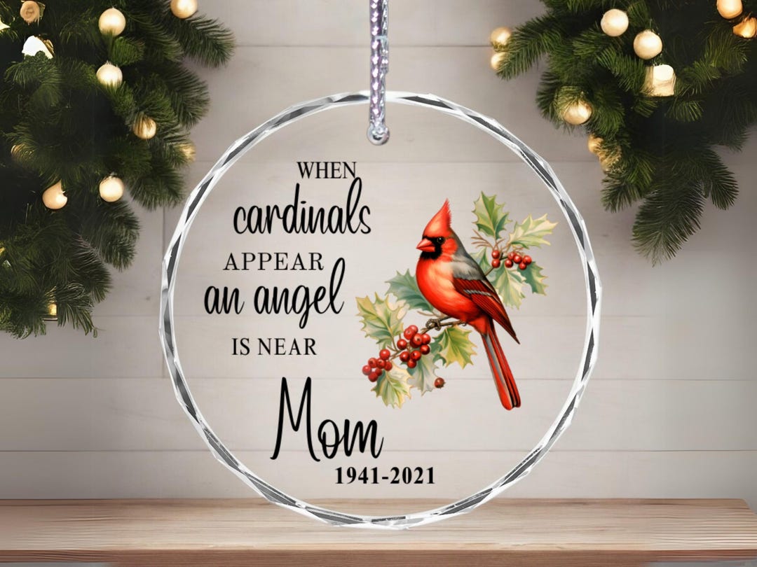 Cardinal Glass Ornament, Personalized Memorial Ornament, Custom ...