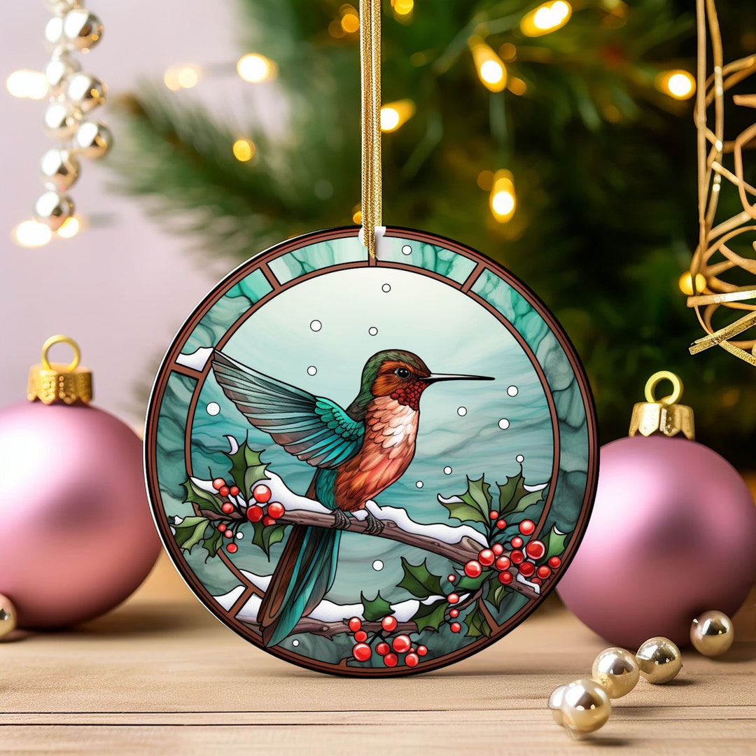 Hummingbird Ornament, Stained Glass Hummingbird Ornament Christmas ...