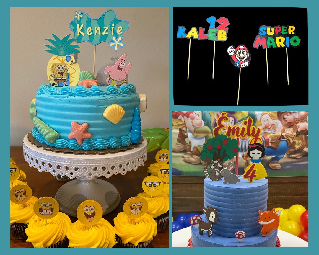 Cake Topper Super Mario, Sponge Bob, Snow White, Rugrats - Customized ...