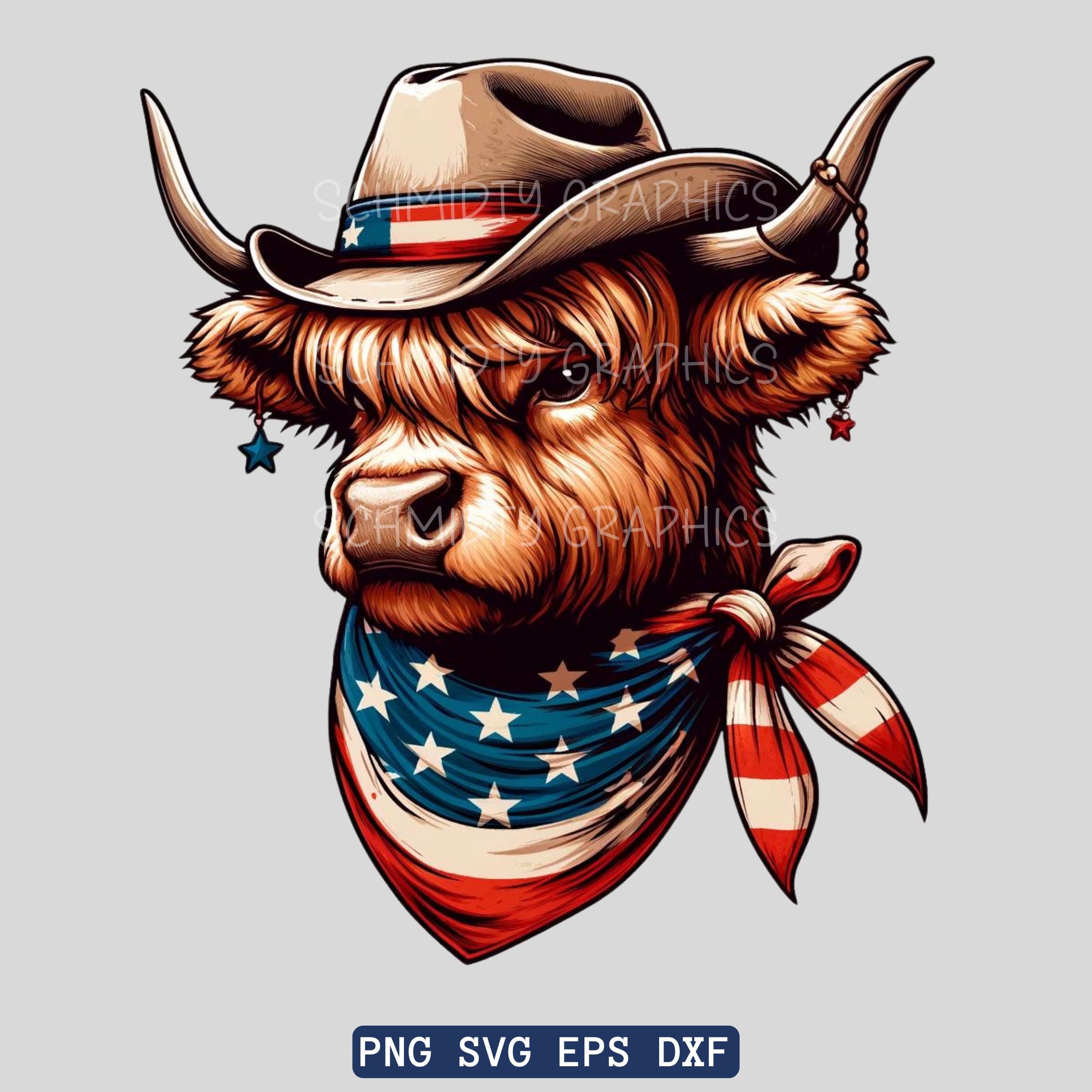 Highland Cow Sublimation Design | July 4th Cowboy Png | Independence ...