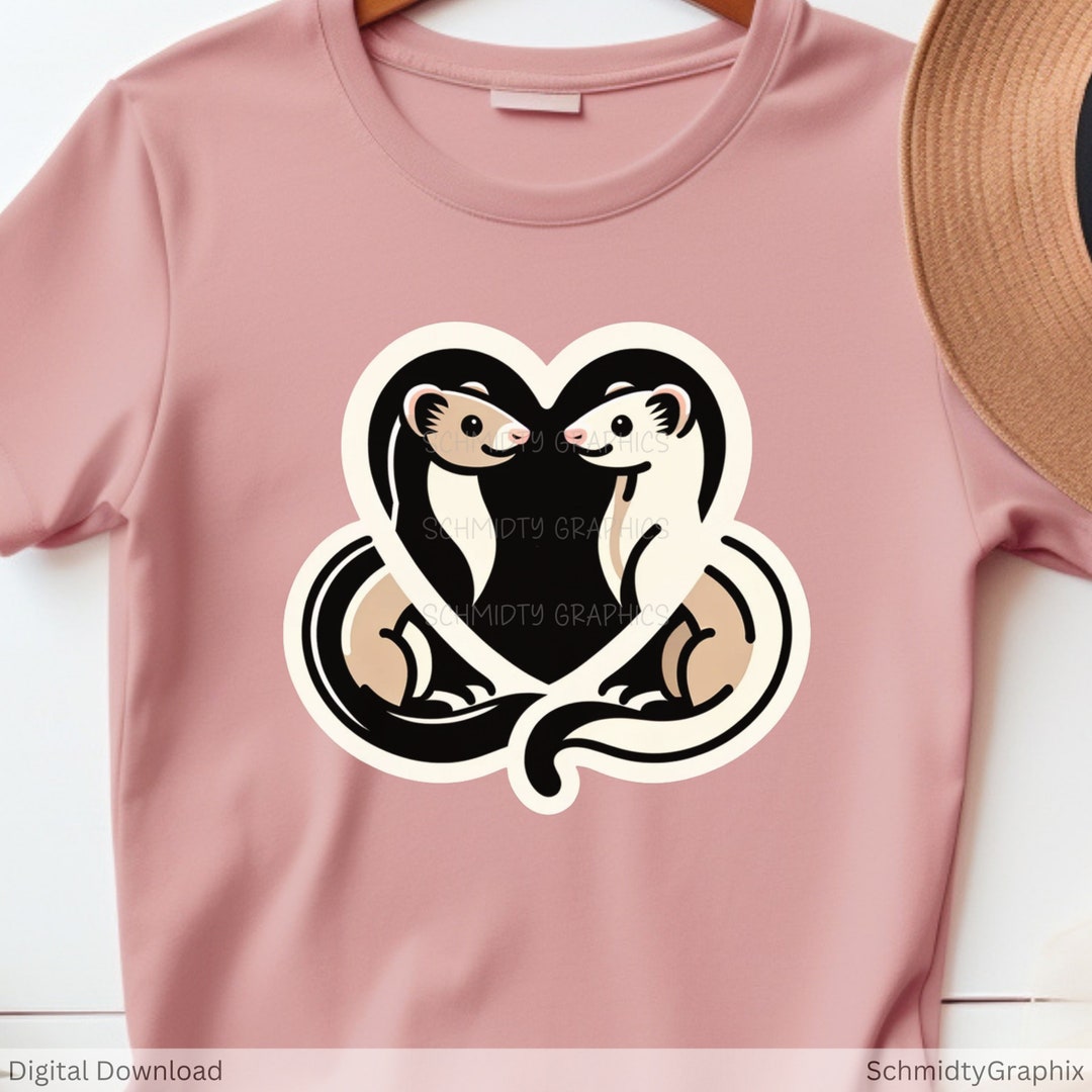 Animated Ferret Love Png Ferrets Lover Shirt Design Sublimation Heart ...