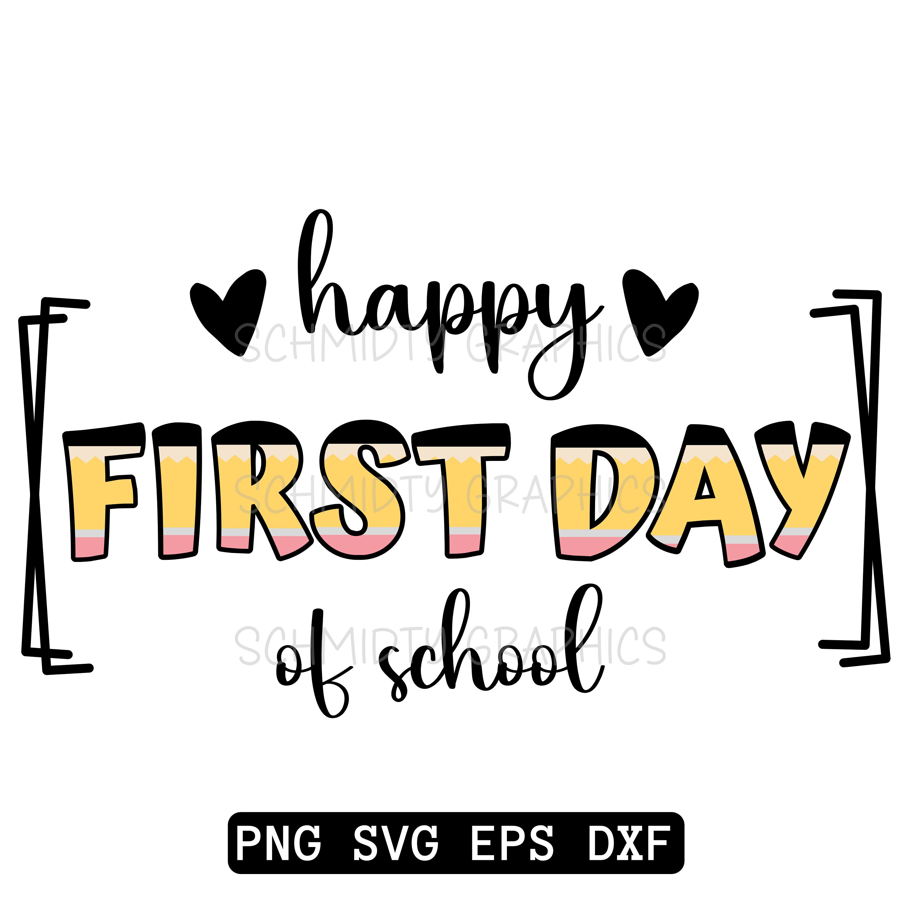 First Day of School Png | Happy First Day Png | Teacher Yellow Pencil ...