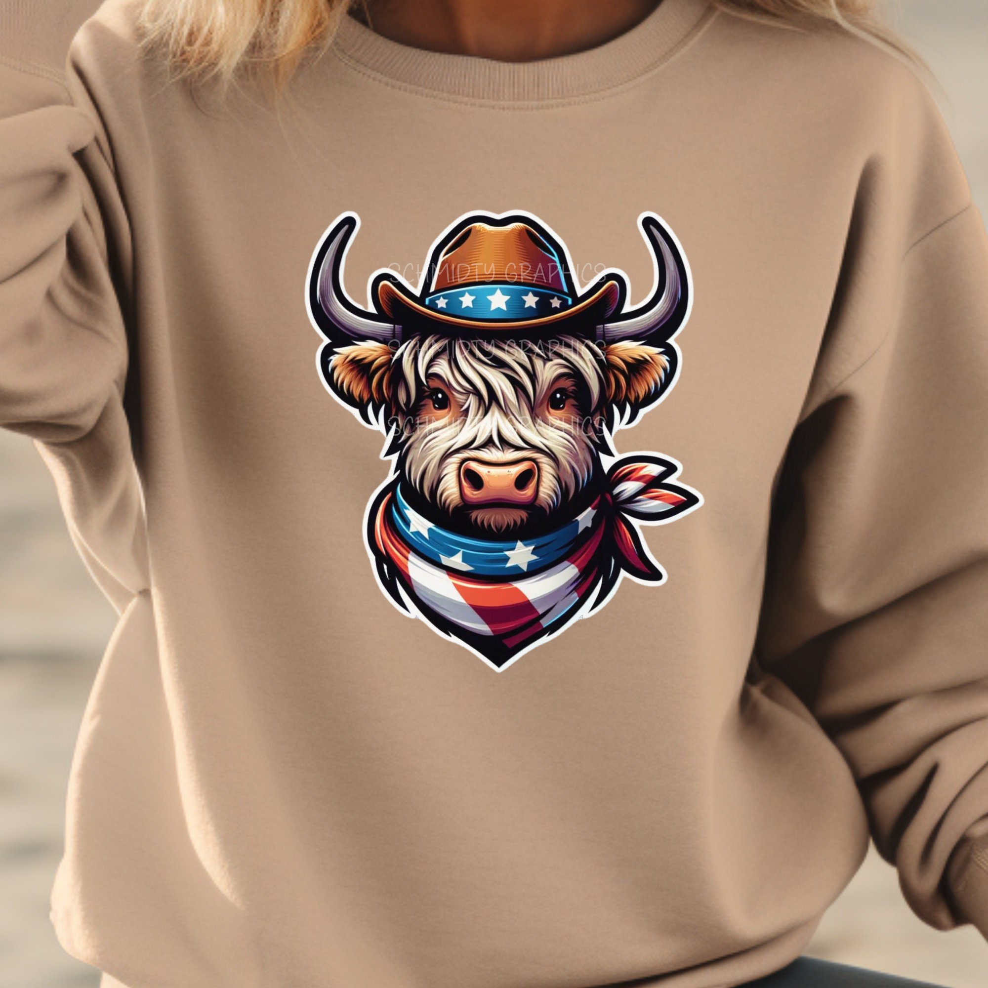 Retro Heifer Svg Highland Cow Sublimation Design July 4th Cowboy Png ...