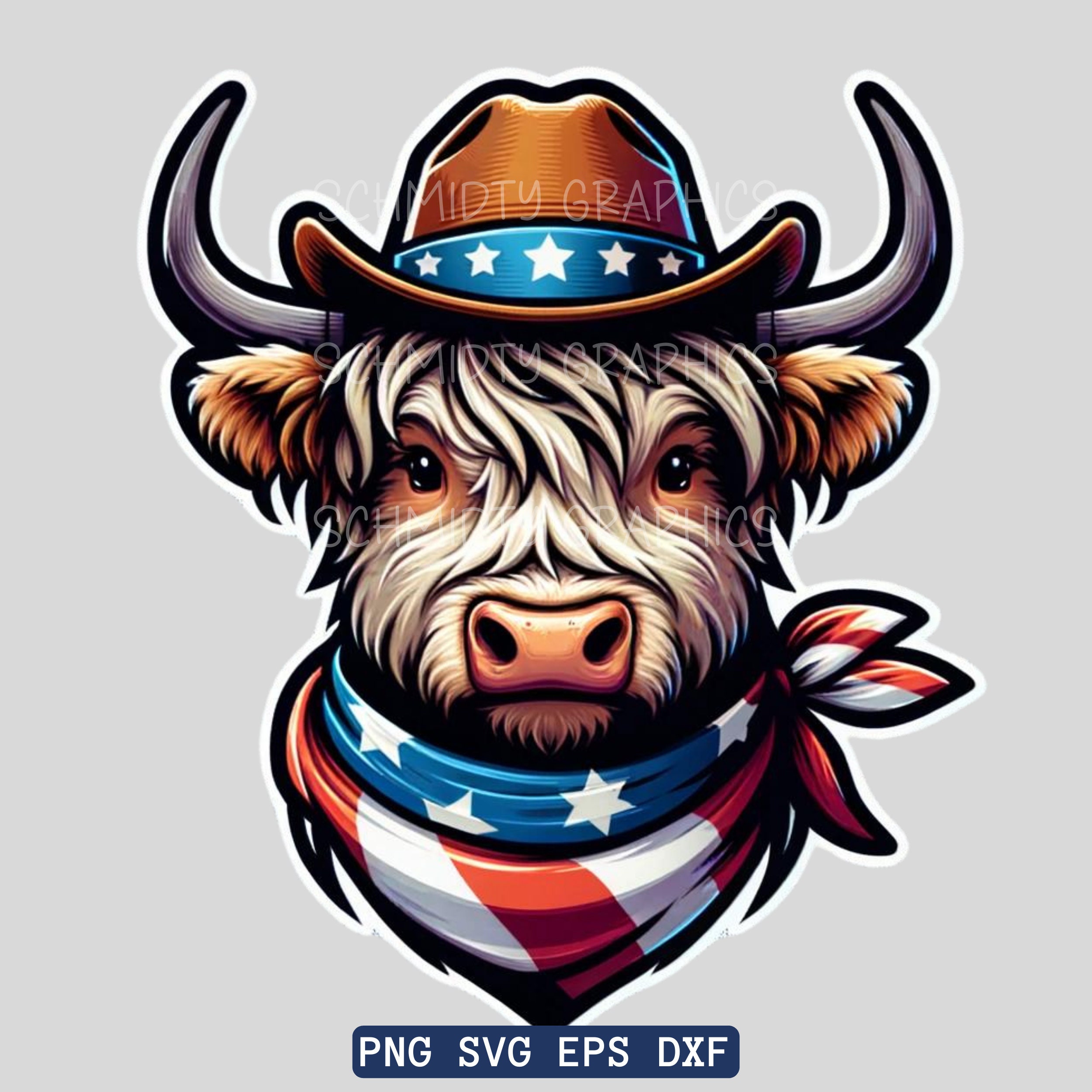 Retro Heifer Svg Highland Cow Sublimation Design July 4th Cowboy Png ...