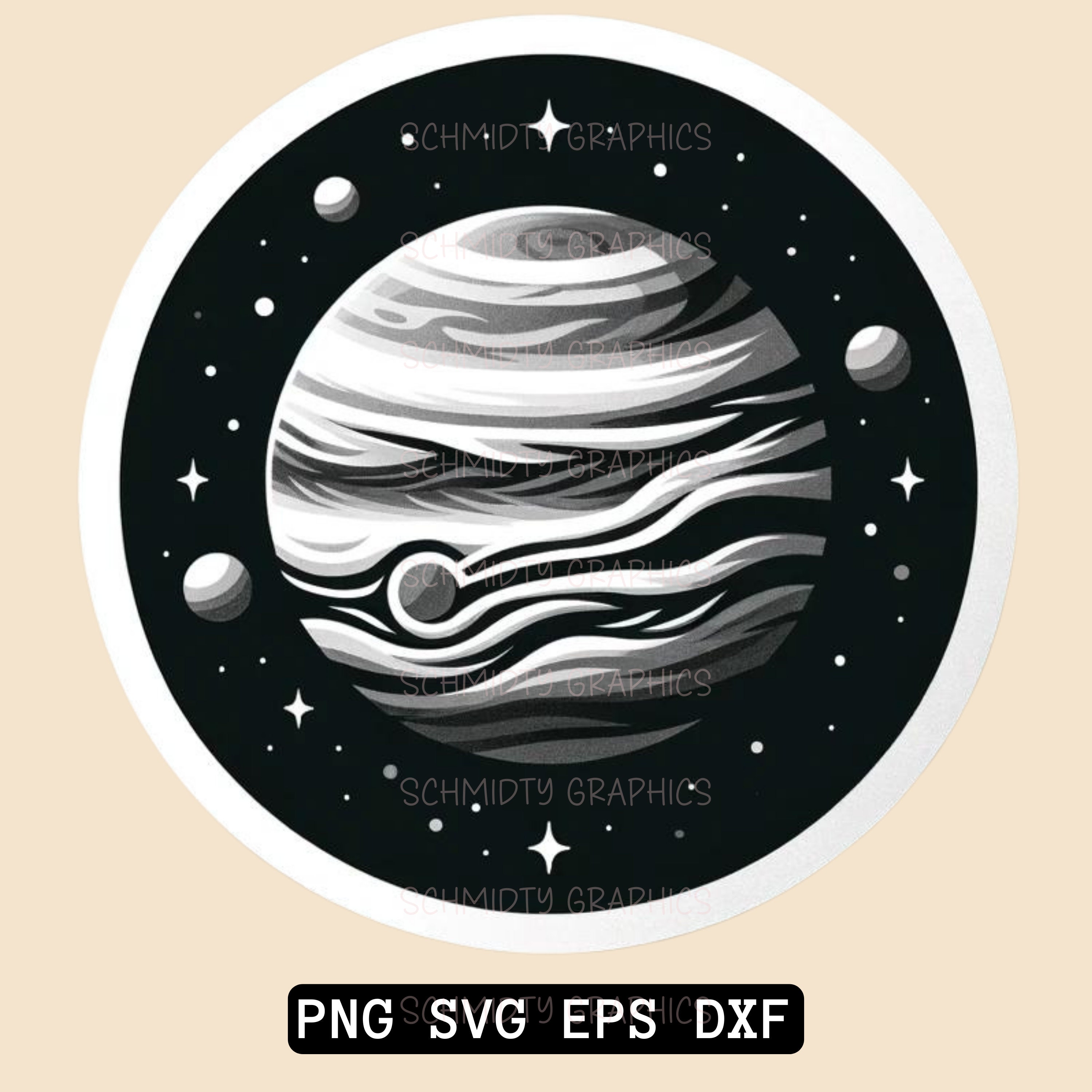 Jupiter Milky Way SVG Space Theme Design Galaxy PNG Black Retro Planet ...
