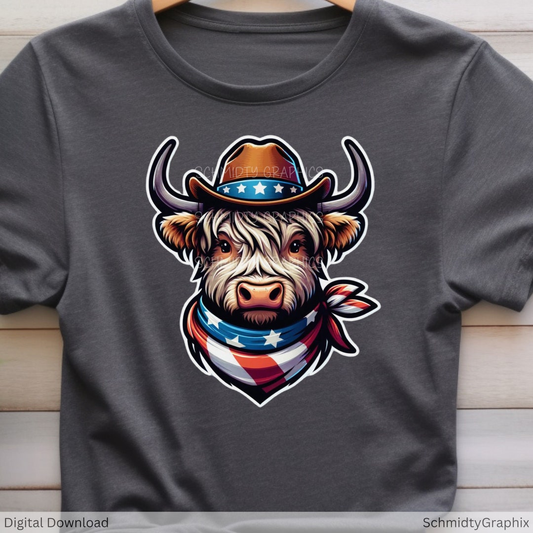 Retro Heifer Svg Highland Cow Sublimation Design July 4th Cowboy Png ...