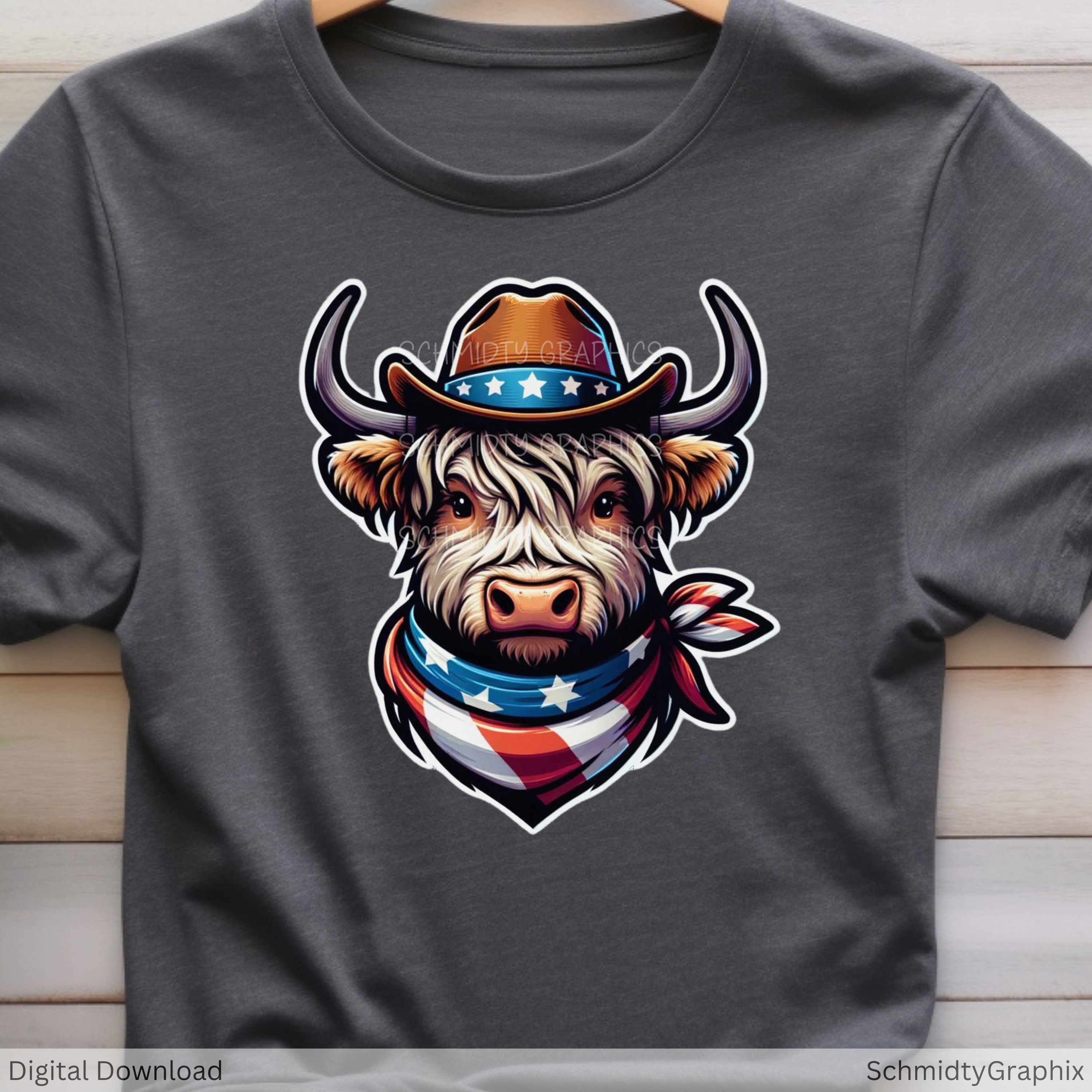 Retro Heifer Svg Highland Cow Sublimation Design July 4th Cowboy Png ...