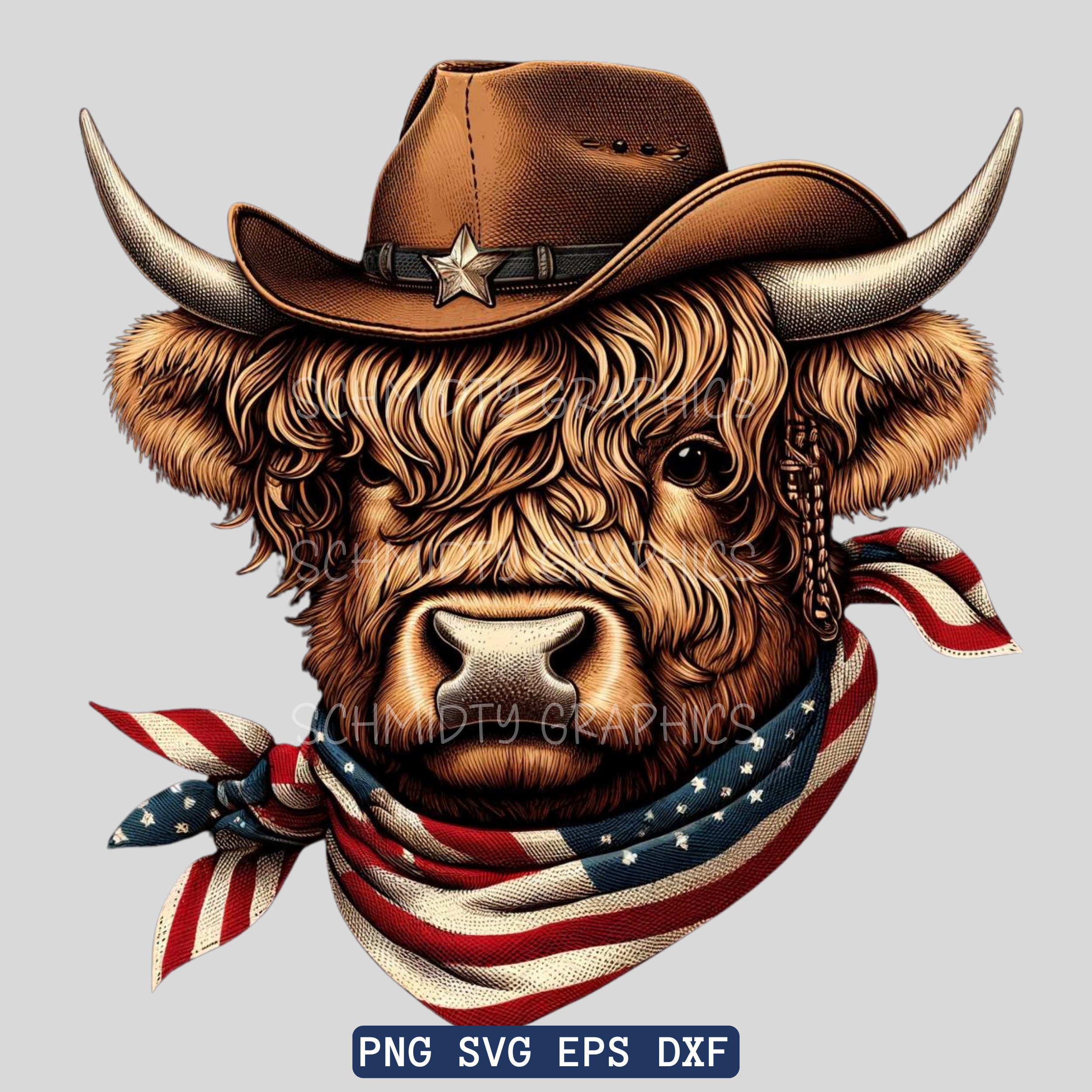 Retro Heifer Svg | Highland Cow Sublimation Design | July 4th Cowboy ...