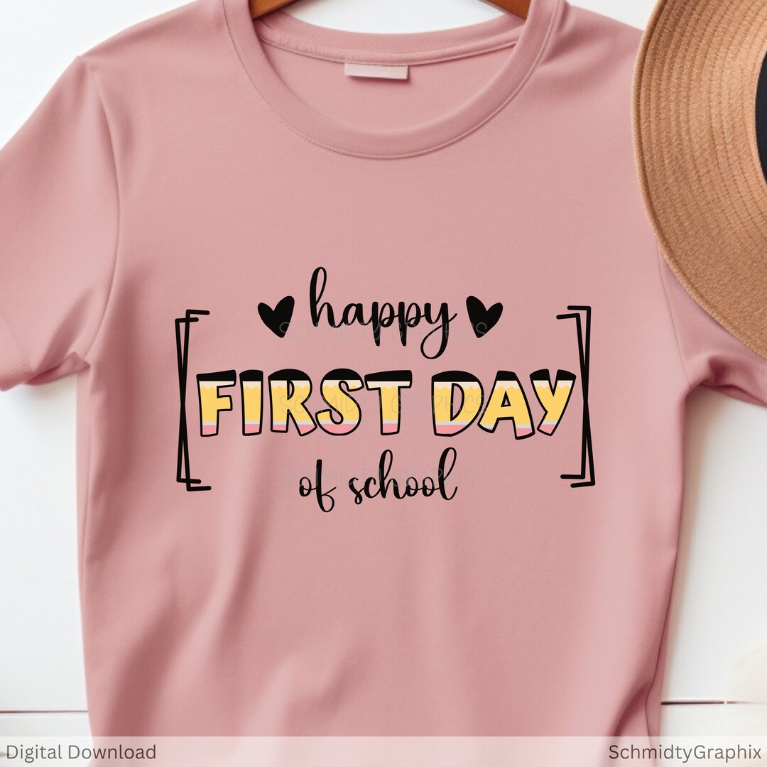 First Day of School Png | Happy First Day Png | Teacher Yellow Pencil ...
