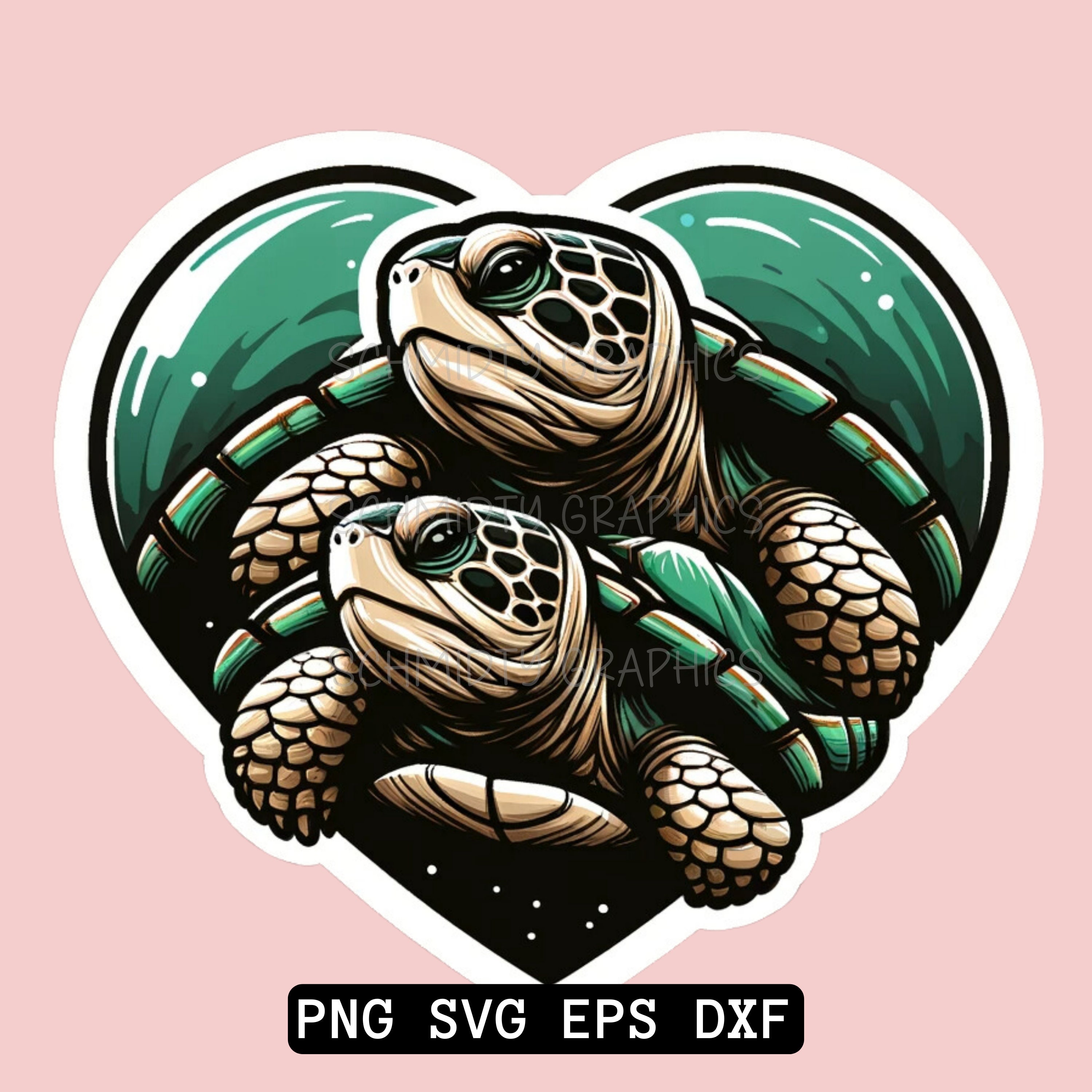 Sea Turtles SVG Heart Design Clipart PNG Animal Kid Room Decor Turtle ...