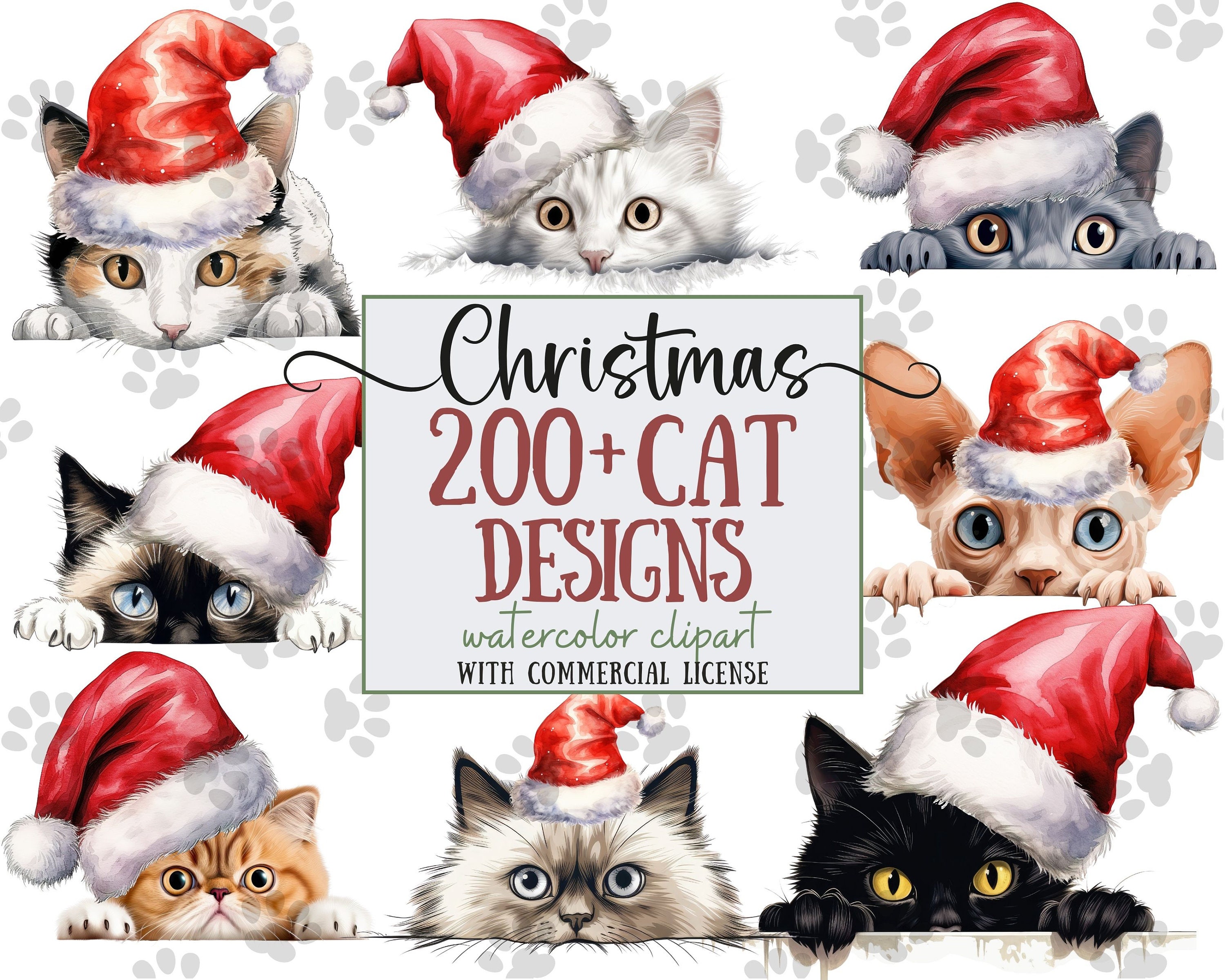 200 Cat Designs PNG Pack Christmas Cat Memorial SVG Santa - Etsy