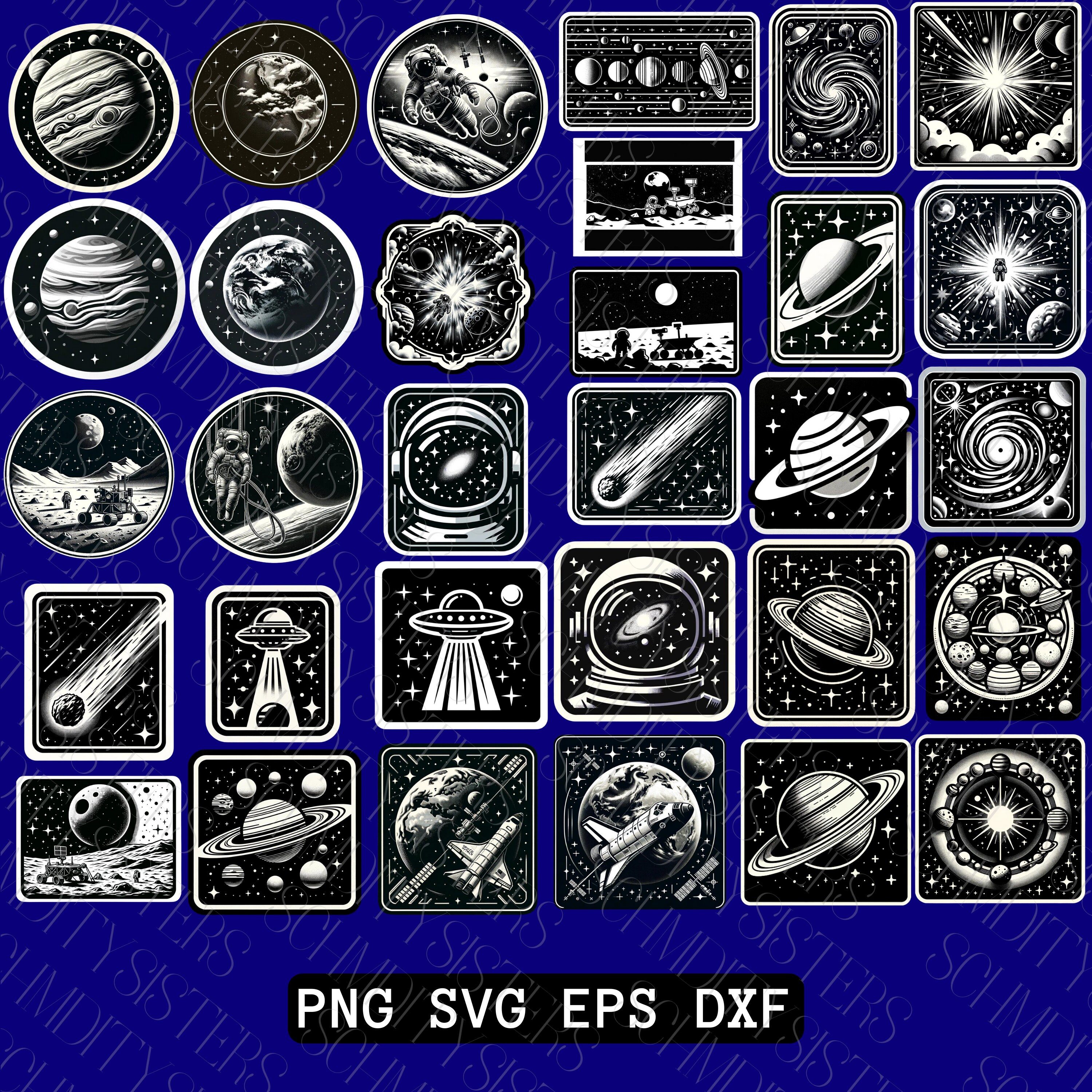 Cartoon Space SVG Bundle | Space Theme Design | Colorful Planets ...