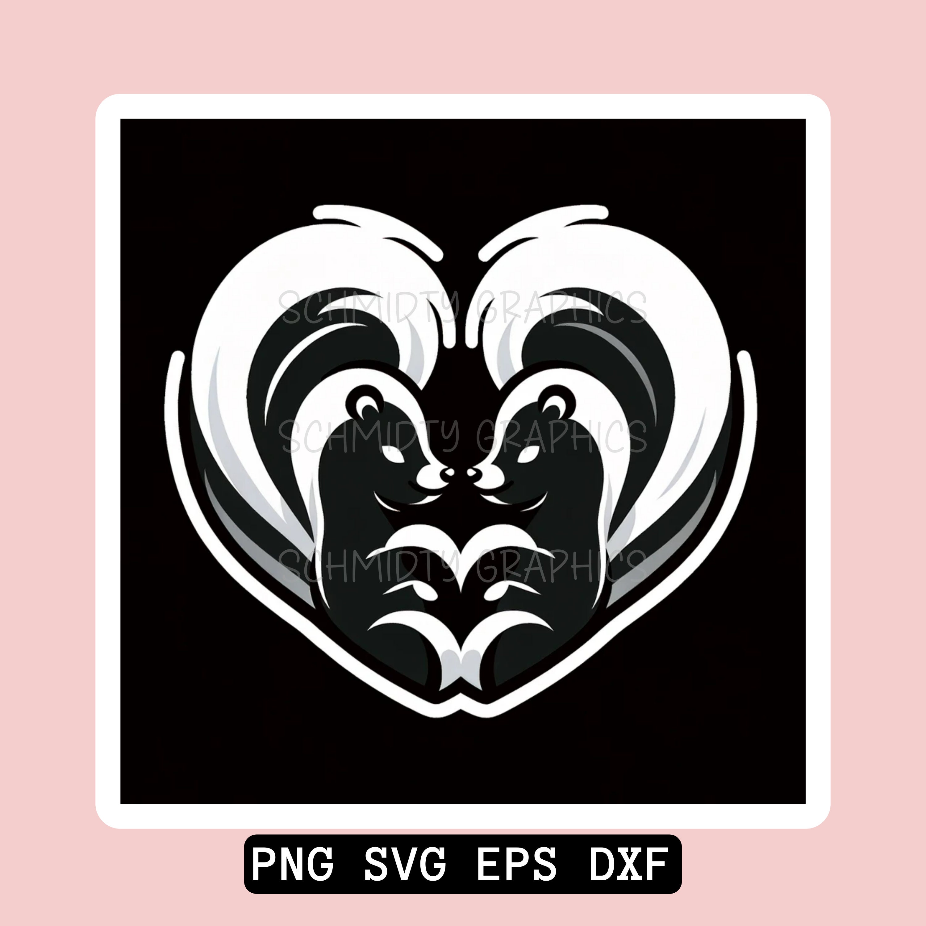 Skunks SVG Heart Design Clipart PNG Animal Kid Room Decor Cute Skunk ...