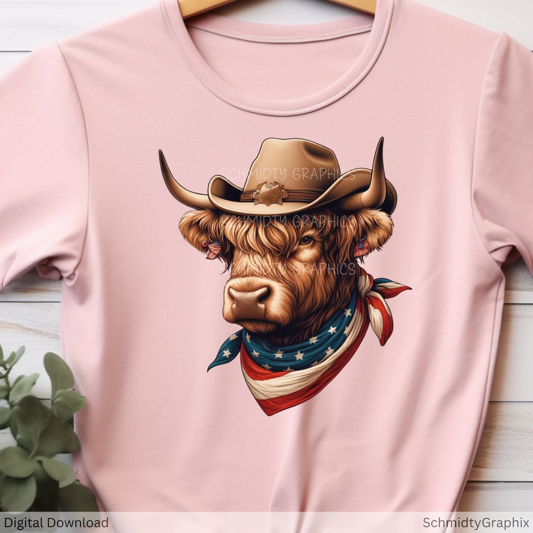 Retro Heifer Svg | Highland Cow Sublimation Design | July 4th Cowboy ...