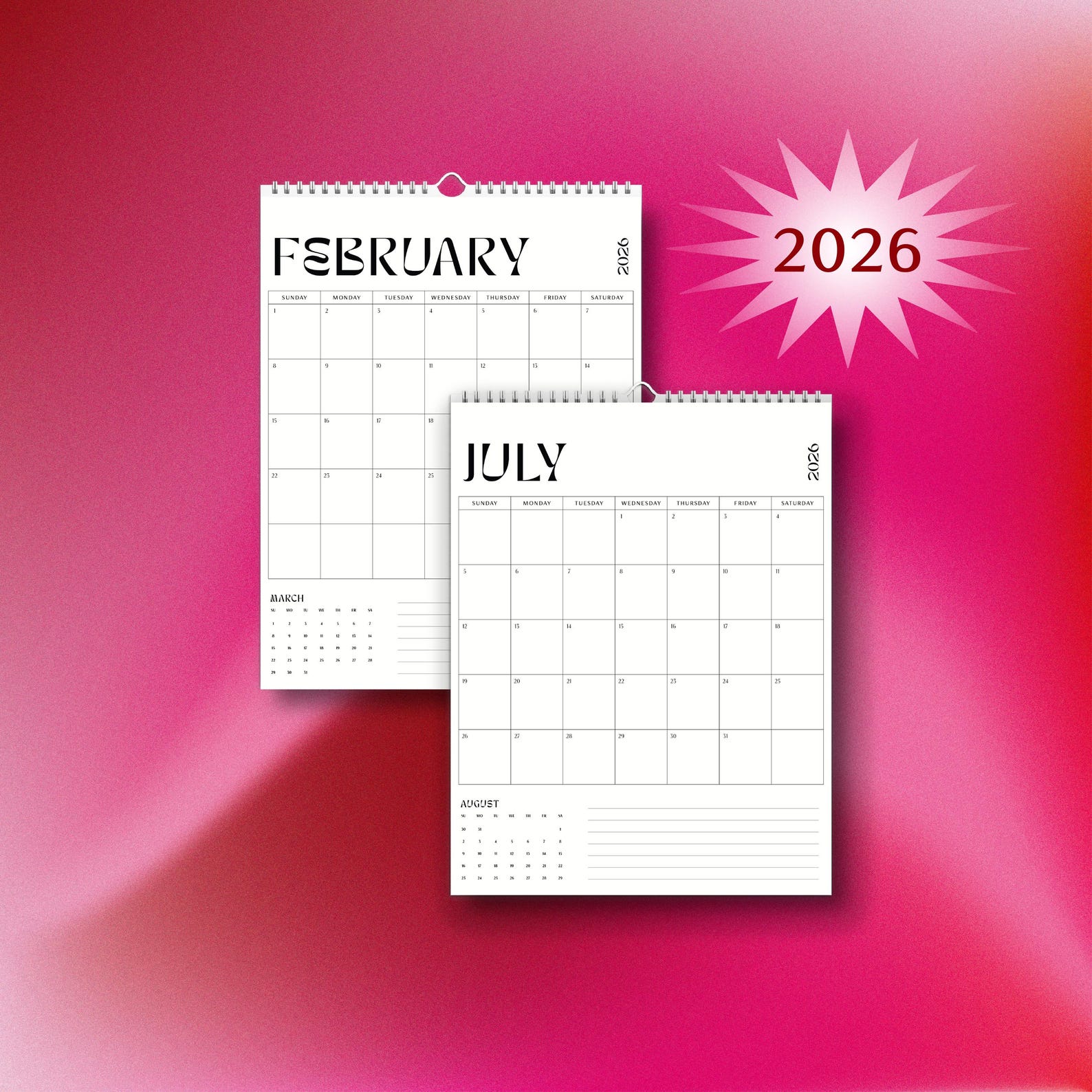 2026 Modern Wall Calendar: 12-month Elegant Vertical Annual Planner, 8 ...