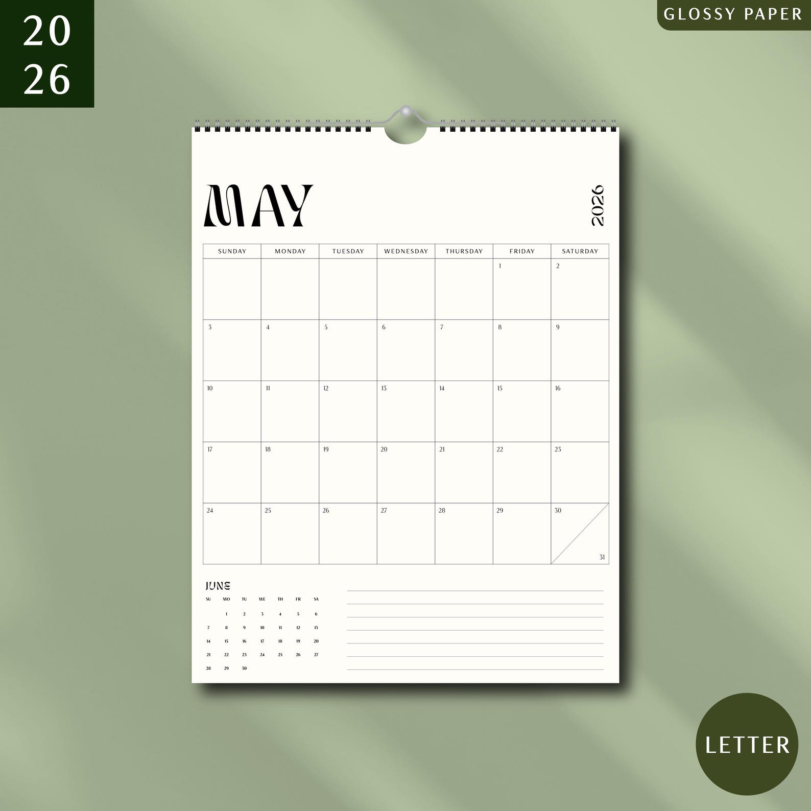 2026 Modern Wall Calendar: 12-month Elegant Vertical Annual Planner, 8 ...