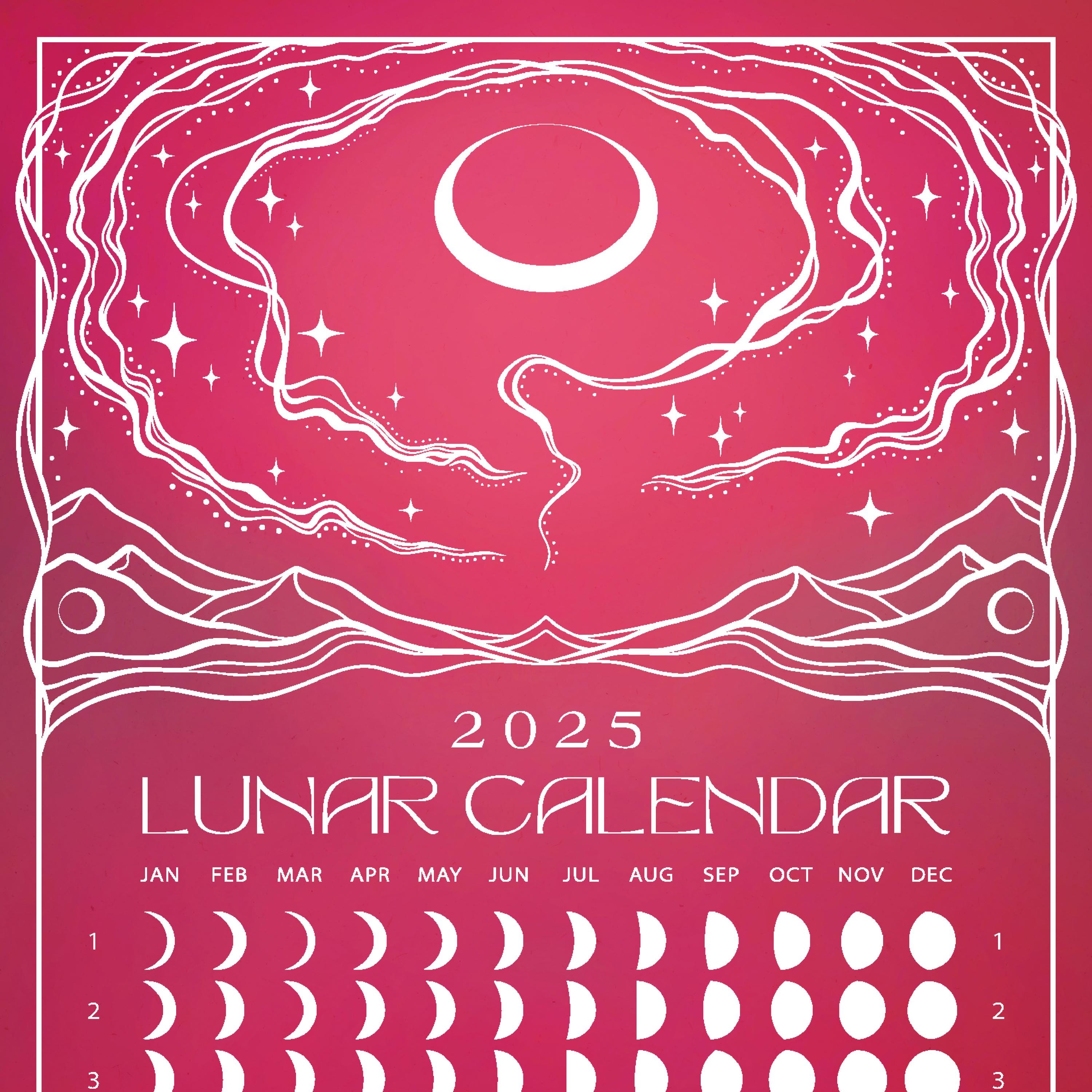 New 2025 MOON PHASE CALENDAR Lunar Cycle Tracker & Astrology Planner ...