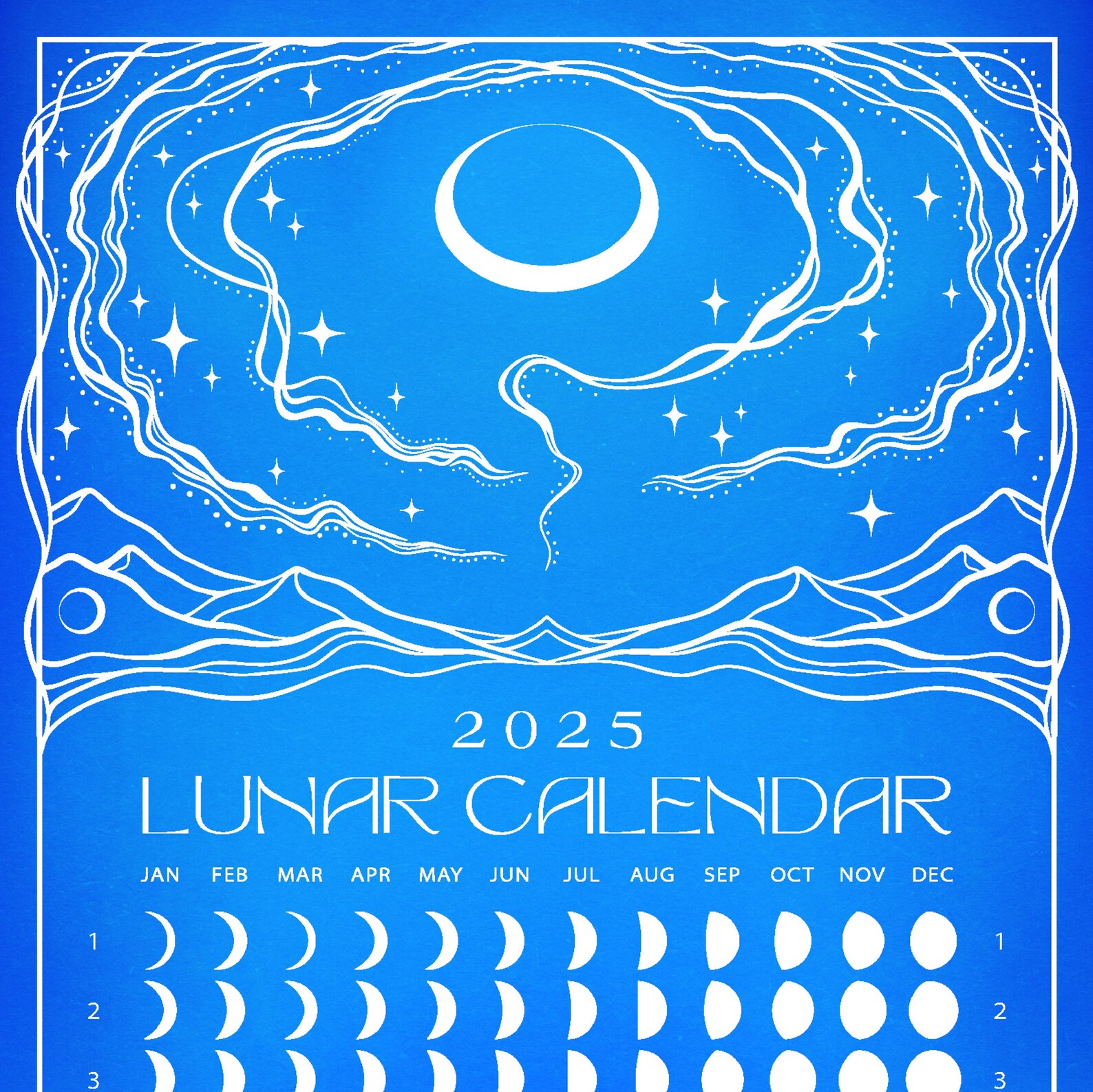 New 2025 MOON PHASE CALENDAR Lunar Cycle Tracker & Astrology Planner ...