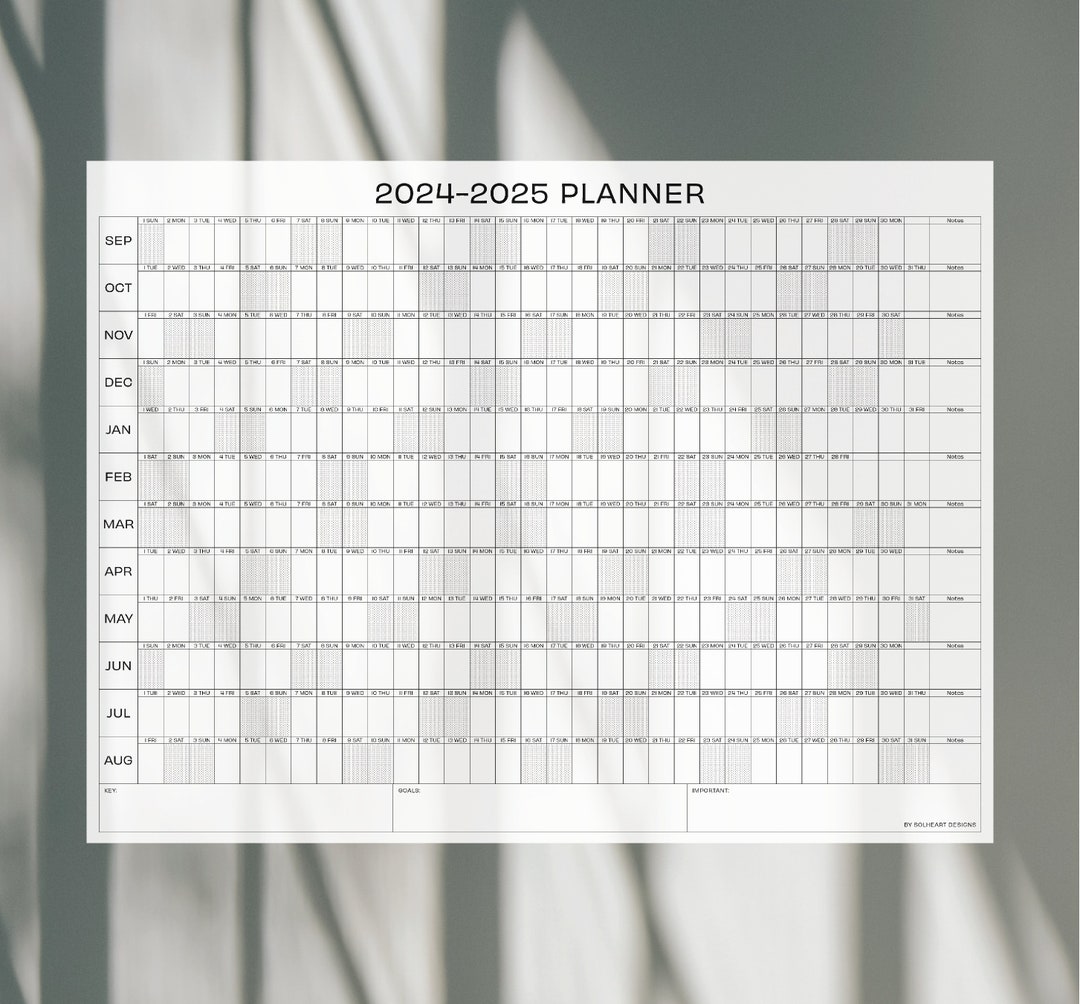 2024-2025 Wall Planner Academic Year Planner Monthly Planner Year to ...