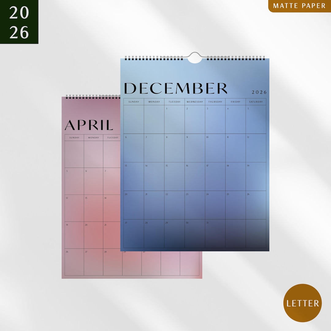 2026 Earth Wall Calendar: 8.5x11 Letter, Gradient Minimalist Planner ...