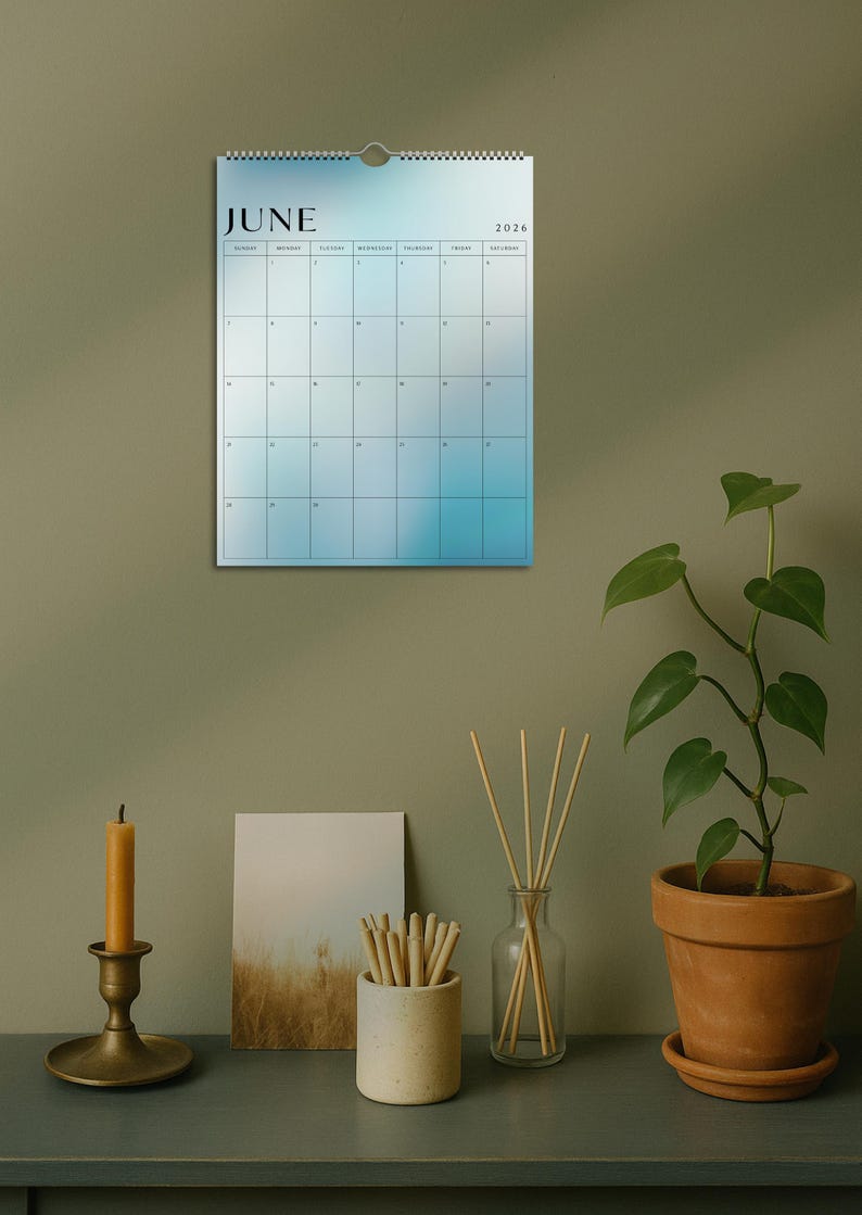 2026 Earth Wall Calendar: 8.5x11 Letter, Gradient Minimalist Planner ...