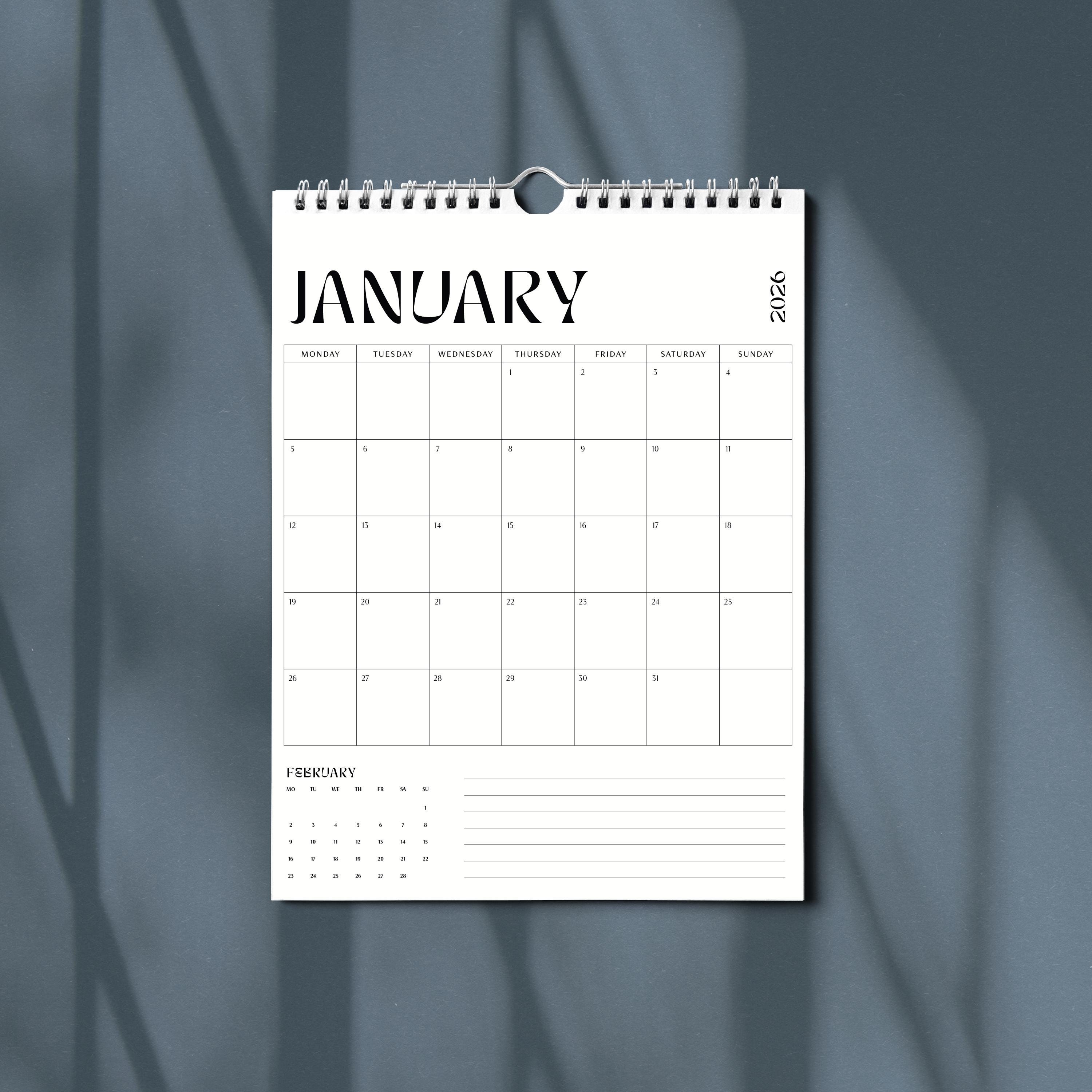 2026 Modern Wall Calendar: 12-month Elegant Vertical Annual Planner, 8 ...