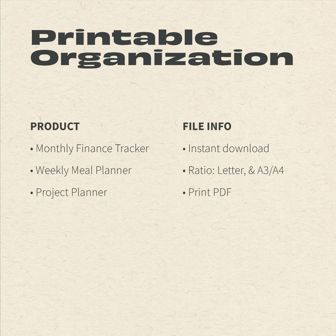 Printable Planner Bundle: Project, Meal Plan & Finance Tracker, Digital ...
