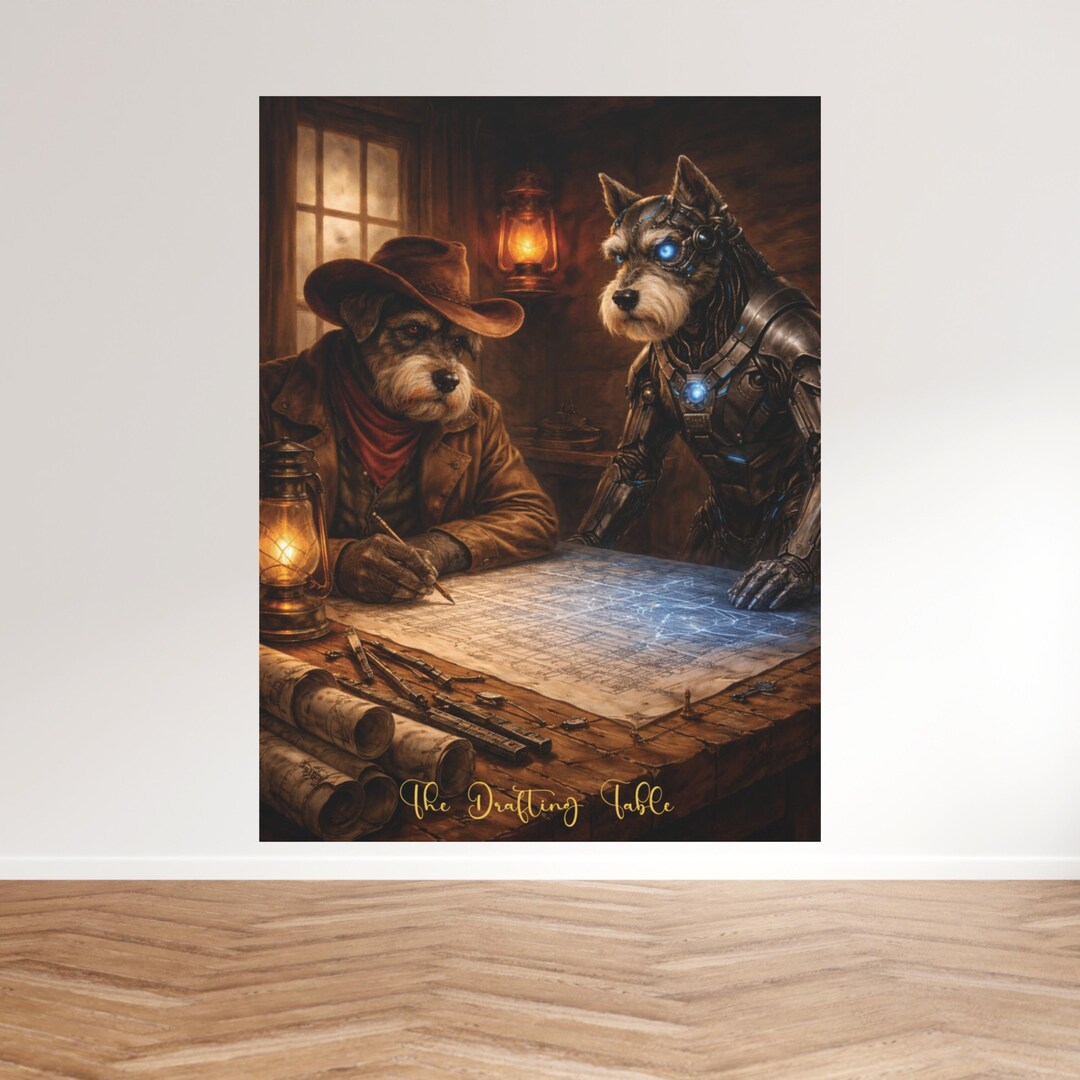 Rustic Western Wall Decoration, Cabin Canvas Decor, Schnauzer Cowboy ...
