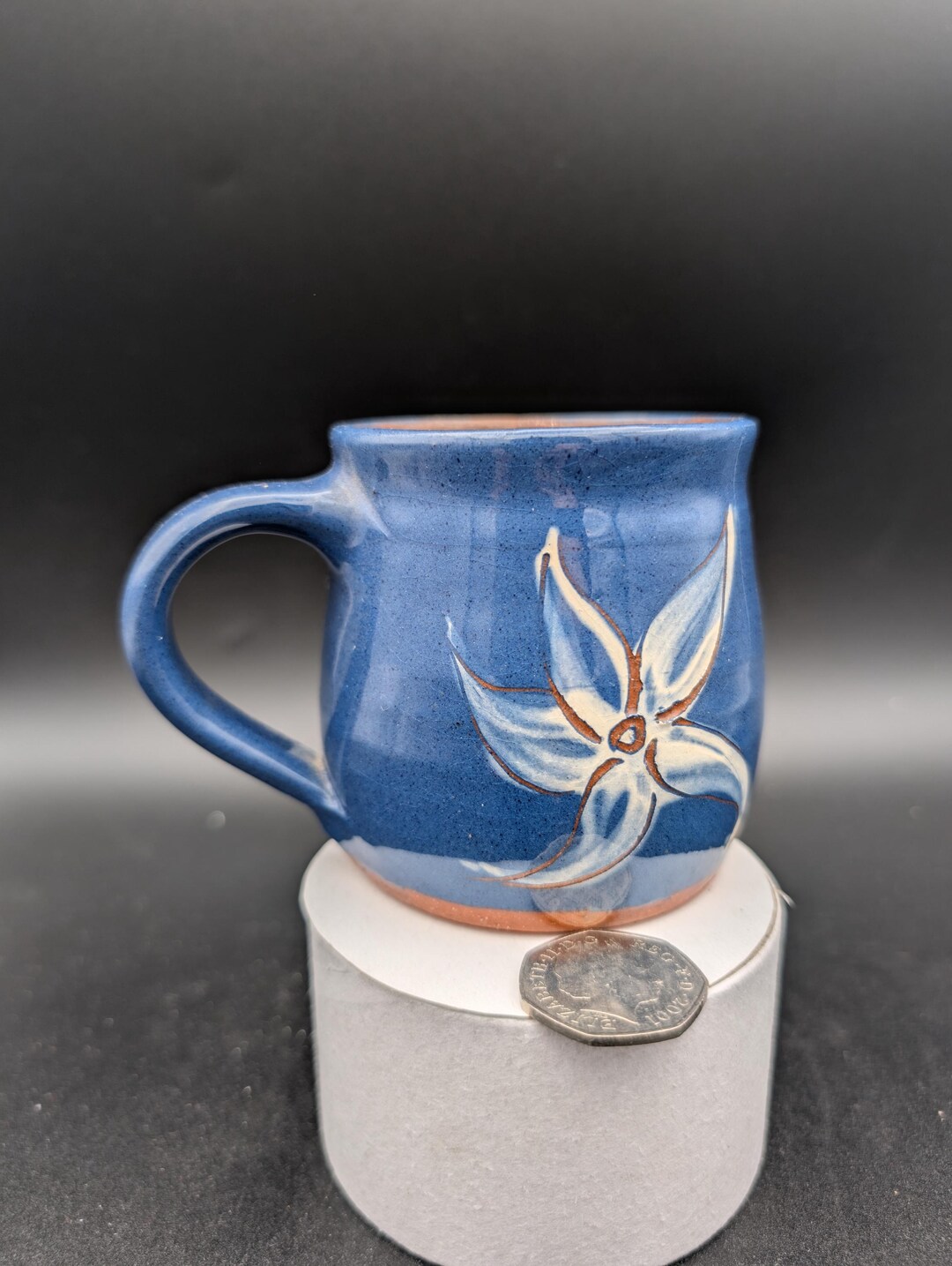 Milland Pottery Mug Blue White Flower With Sgraffito Outline - Etsy