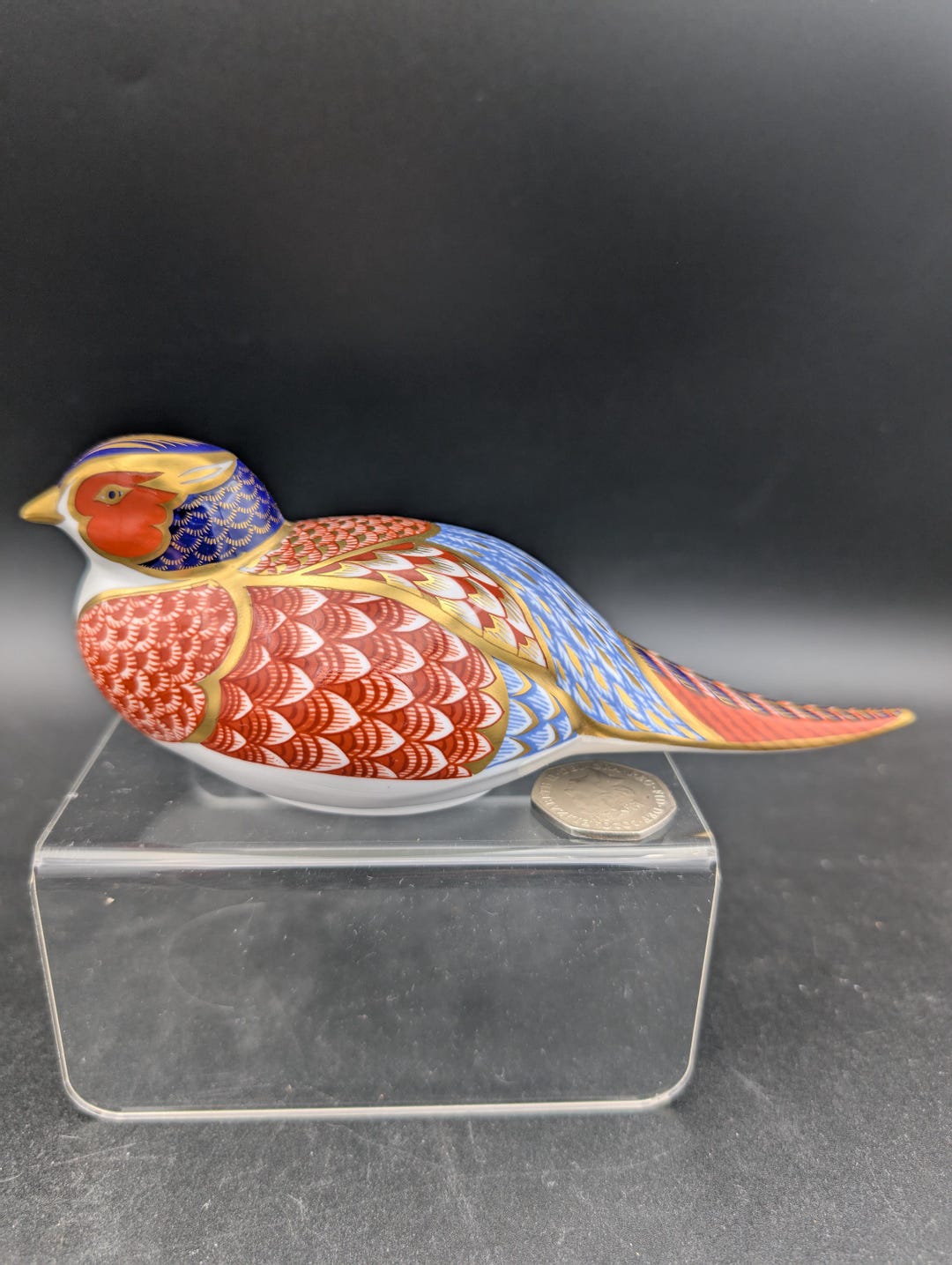 Royal Crown Derby Pheasant Bone China Paperweight Gold Stopper 1987 (L ...