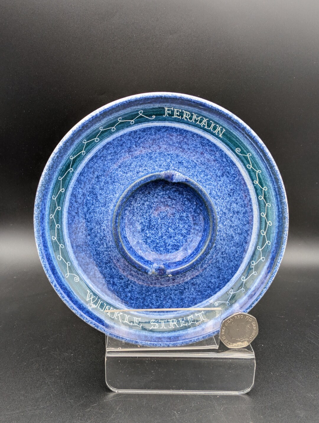 Jo Lester Ash Tray With Sgraffito in Blue Isle of Wight - Etsy