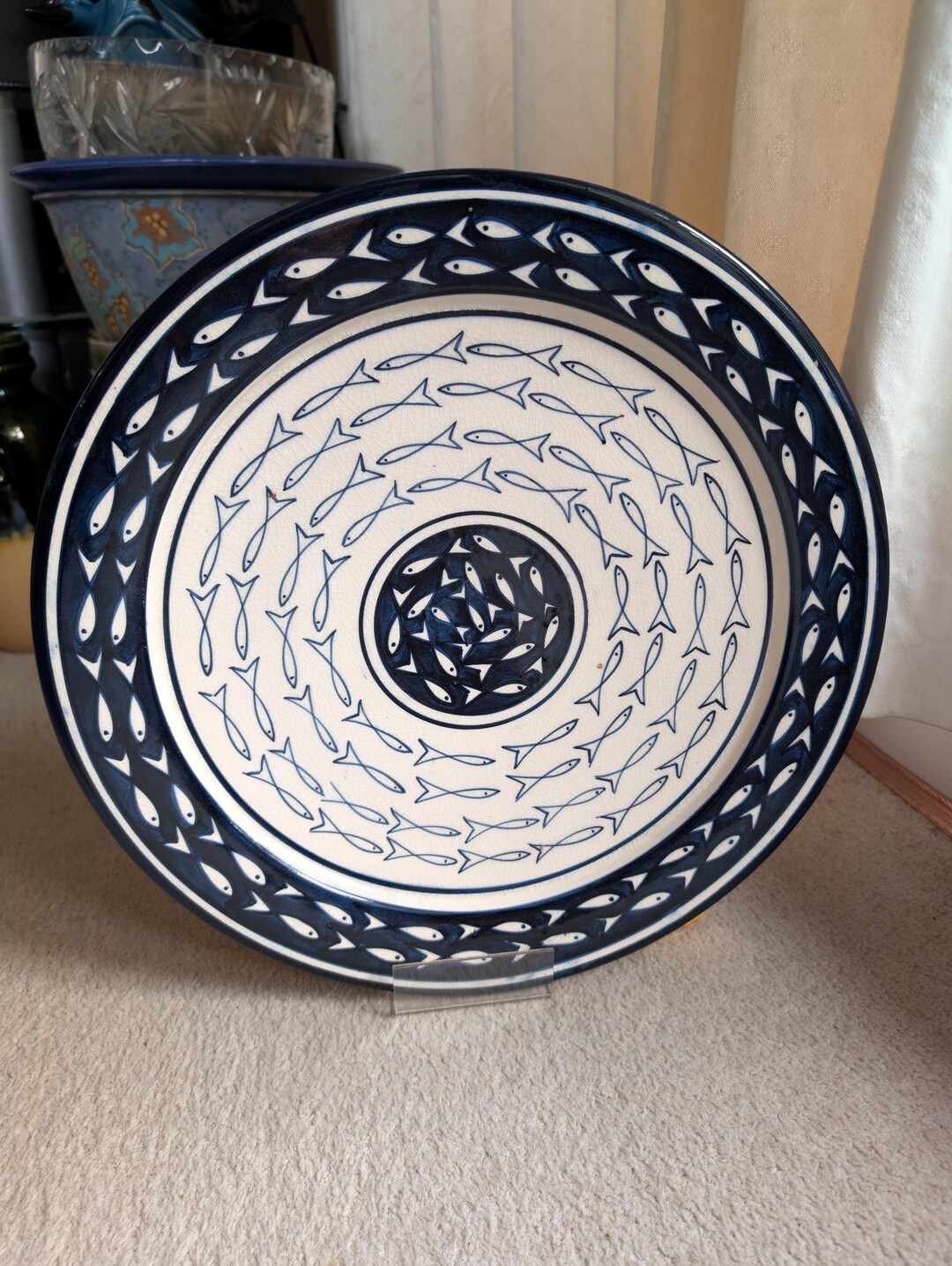 Salah Moroccan Large Plate With Footand a Shoal of Concentric Fish - Etsy