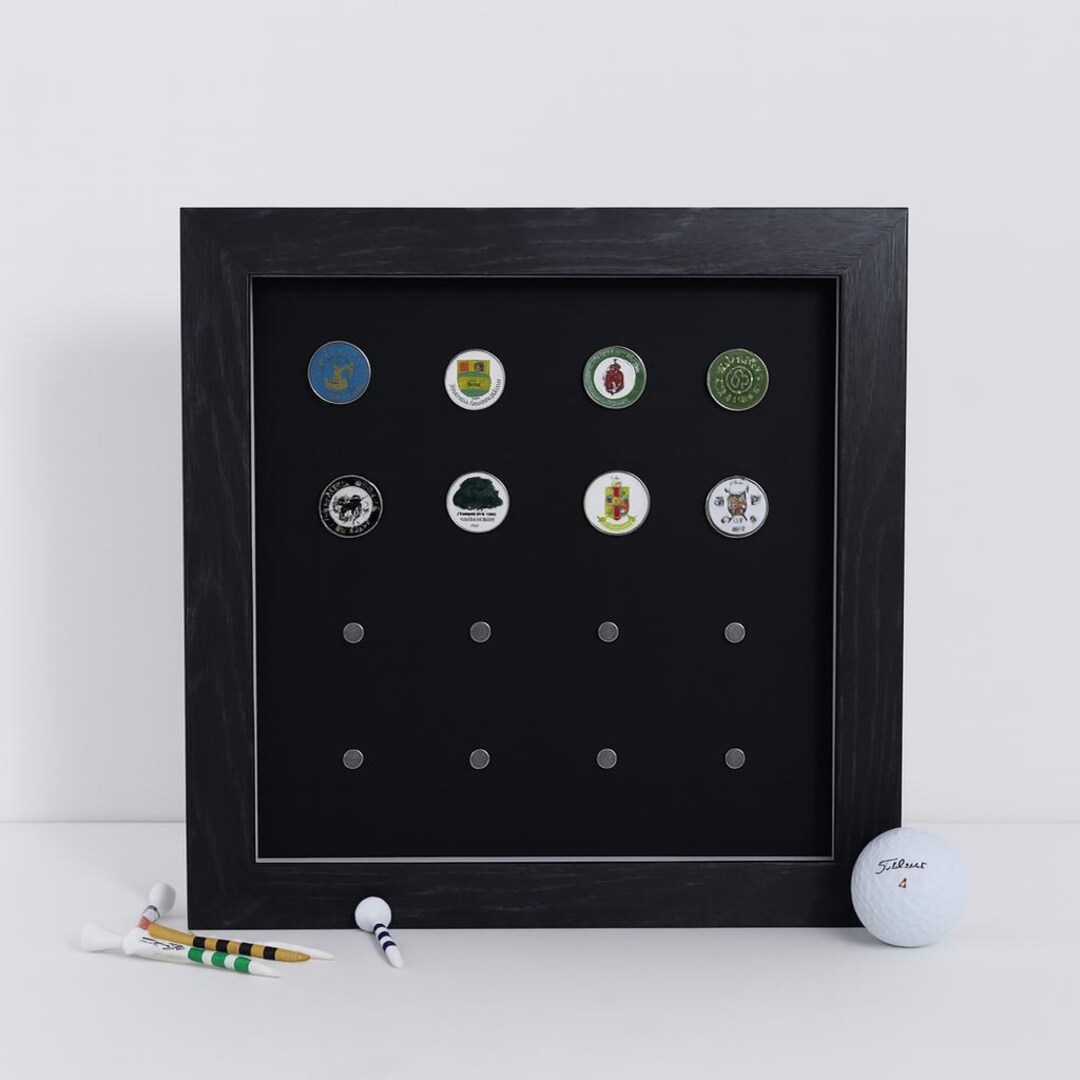 Golf Ball Marker Display | Golf Gift for Him Her | White or Black Frame ...